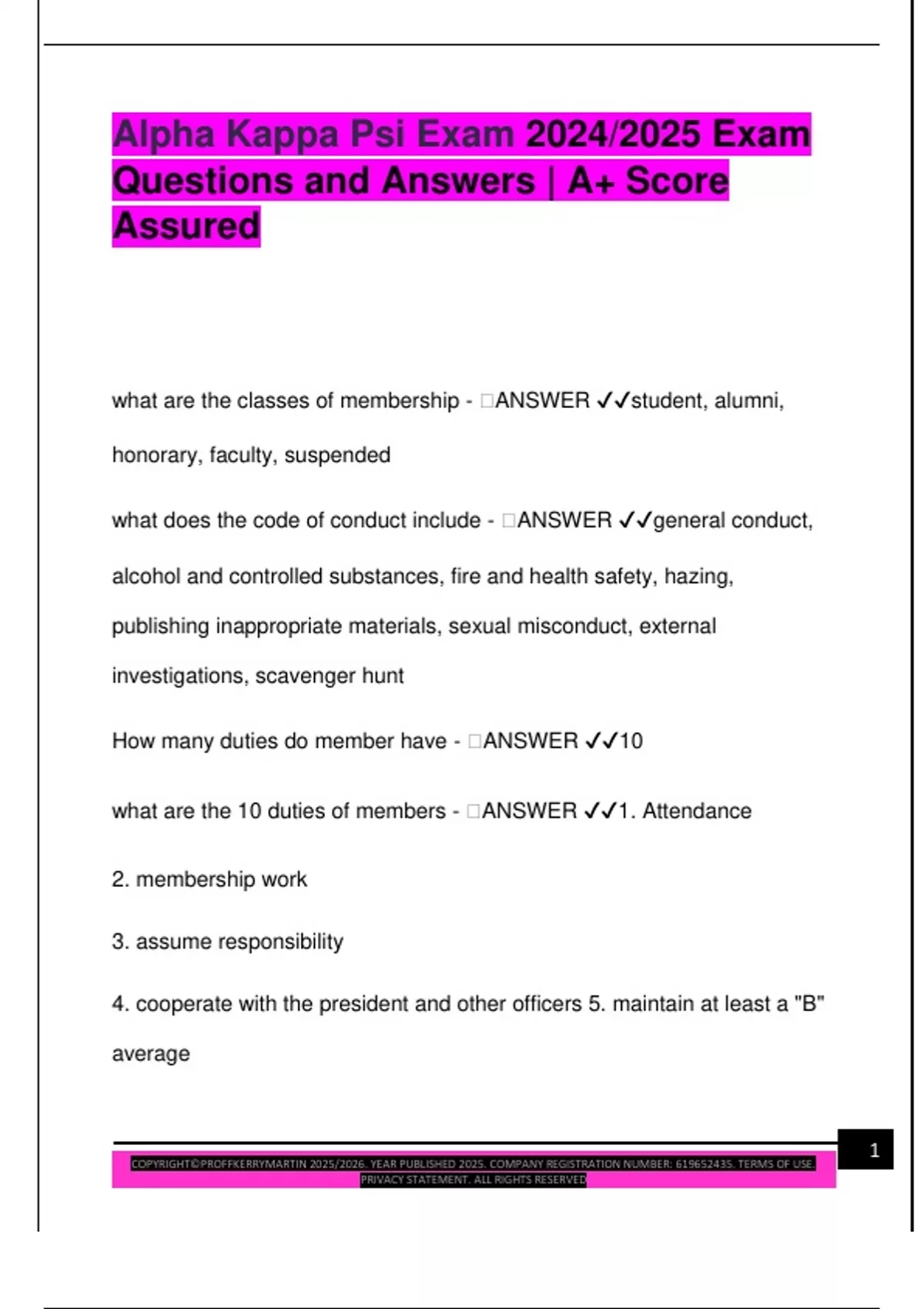Alpha Kappa Psi Exam 2024/2025 Exam Questions and Answers | A+ Score ...