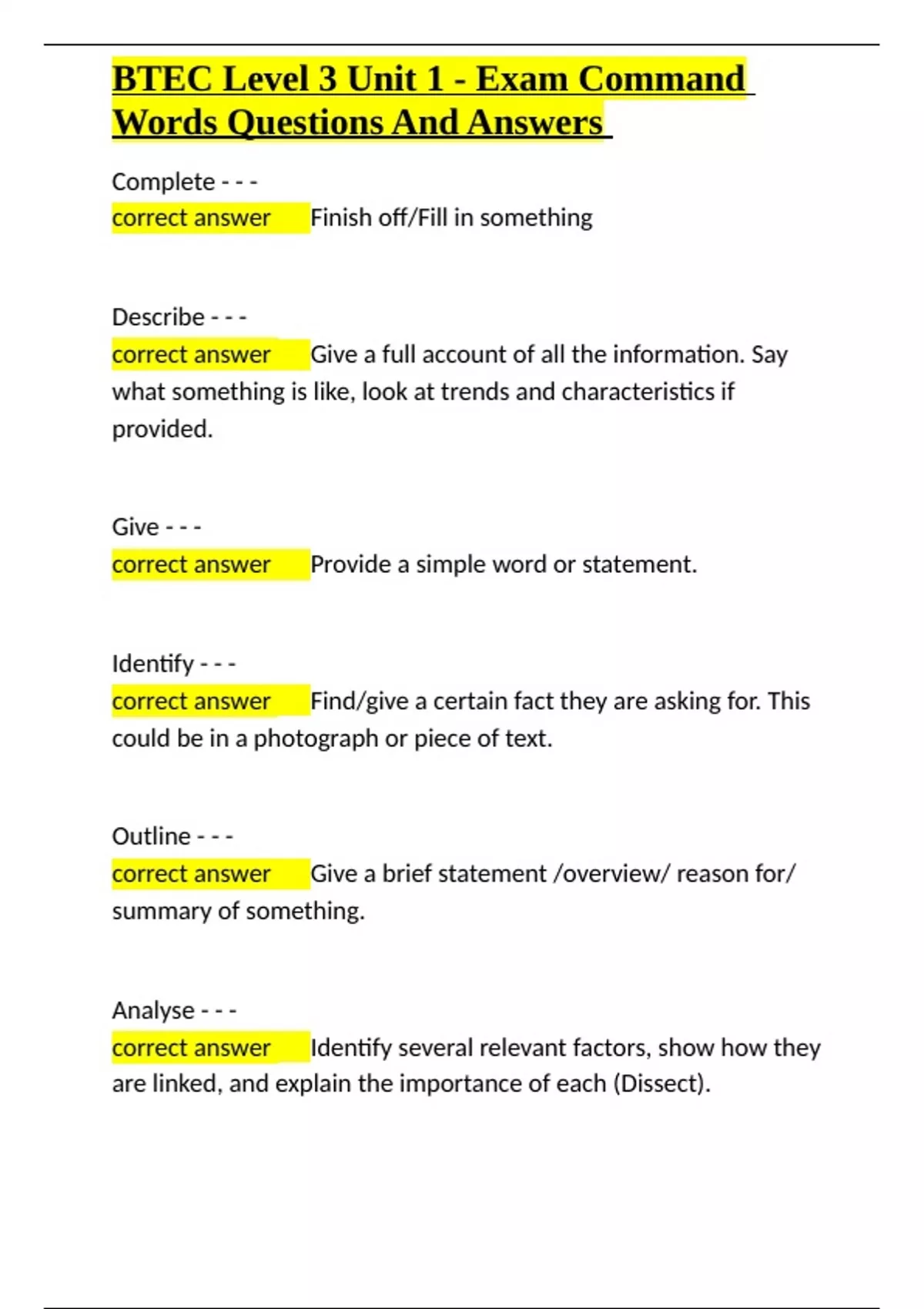 BTEC Exam Package Questions With 100% Correct Answers 2025 50% off ...