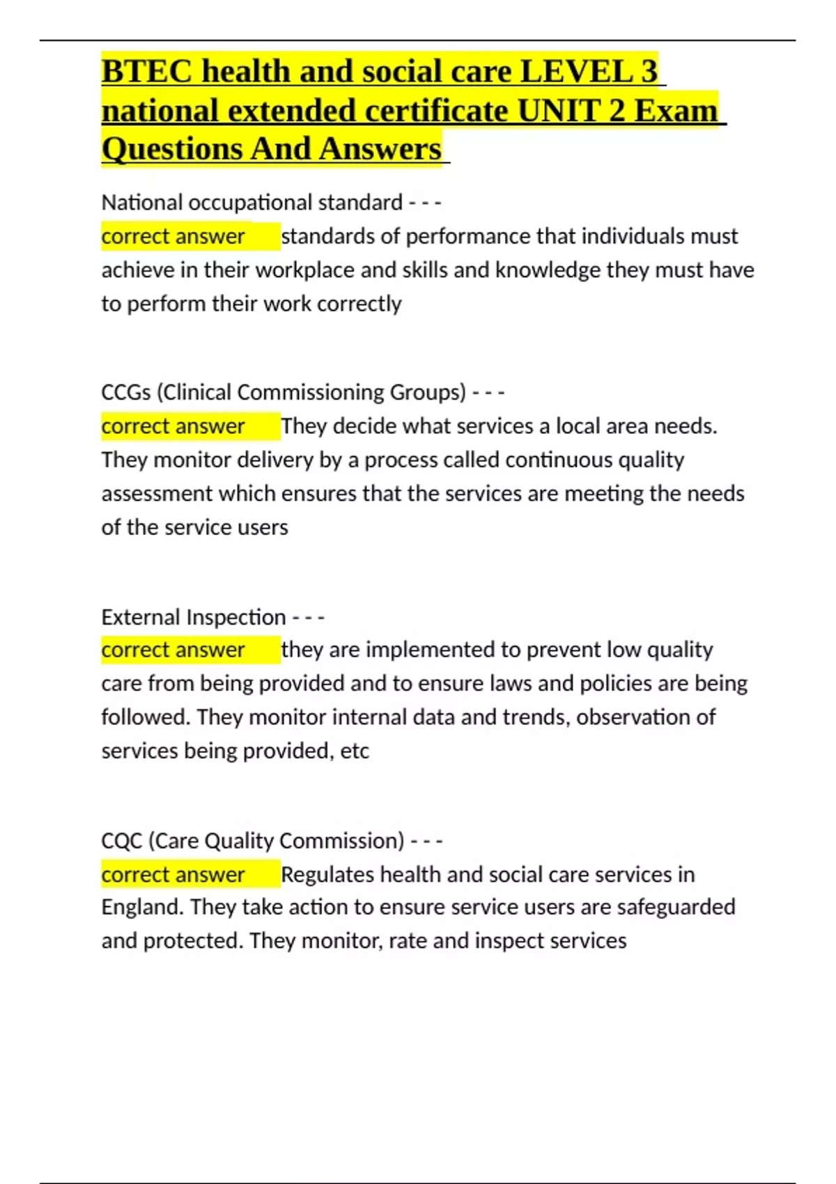 BTEC health and social care LEVEL 3 national extended certificate UNIT ...