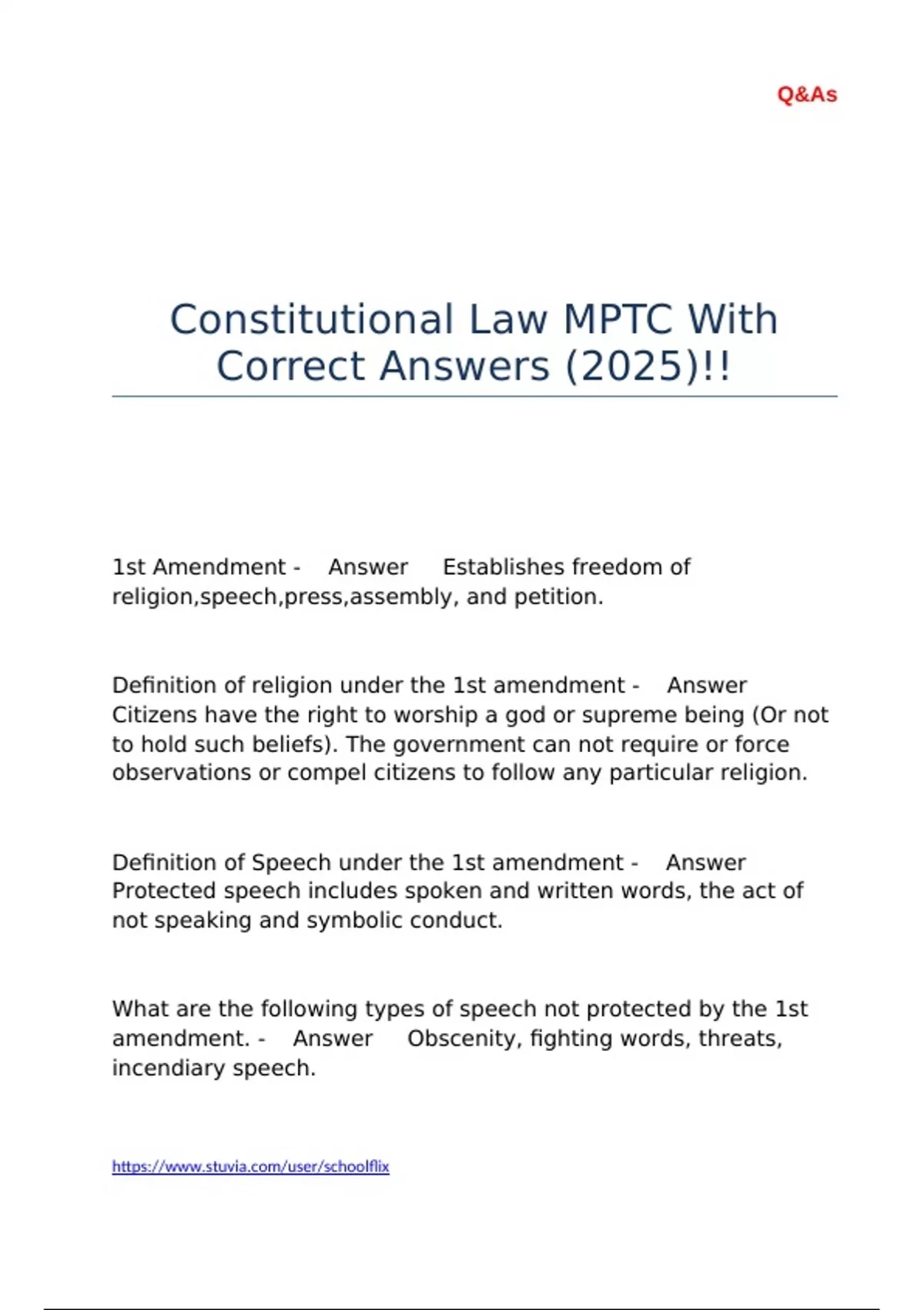 Constitutional Law MPTC With Correct Answers (2025)!! - Constitutional ...