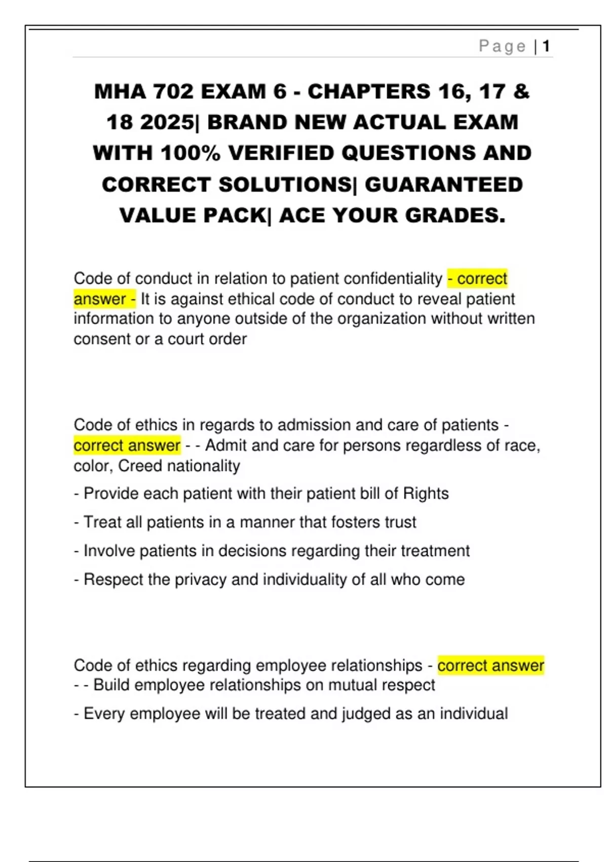 MHA 702 EXAM 6 - CHAPTERS 16, 17 & 18 EXAMS 2025. - Stuvia US