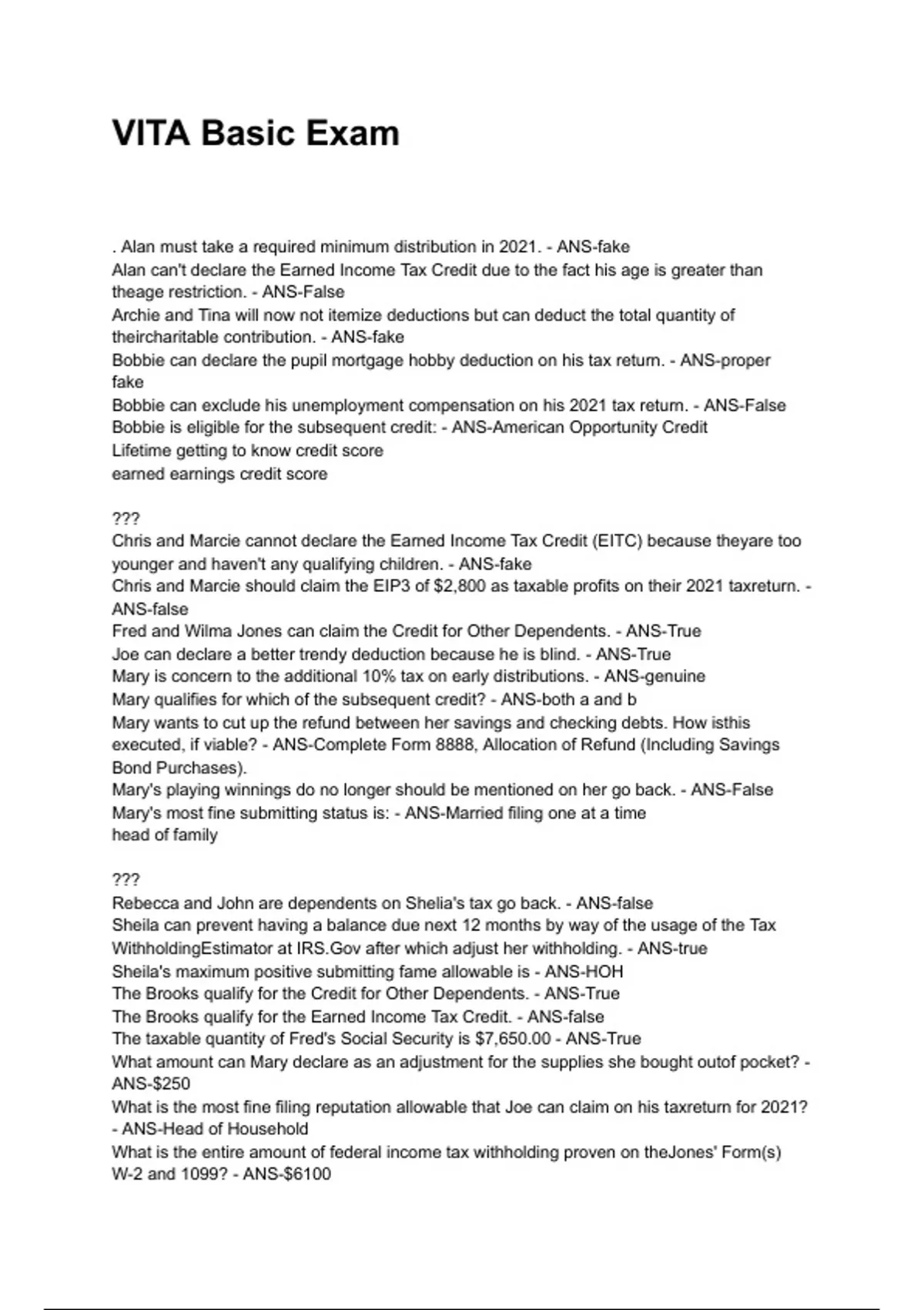 VITA Basic Exams QUESTIONS WITH DETAILED VERIFIED ANSWERS (100% CORRECT ...