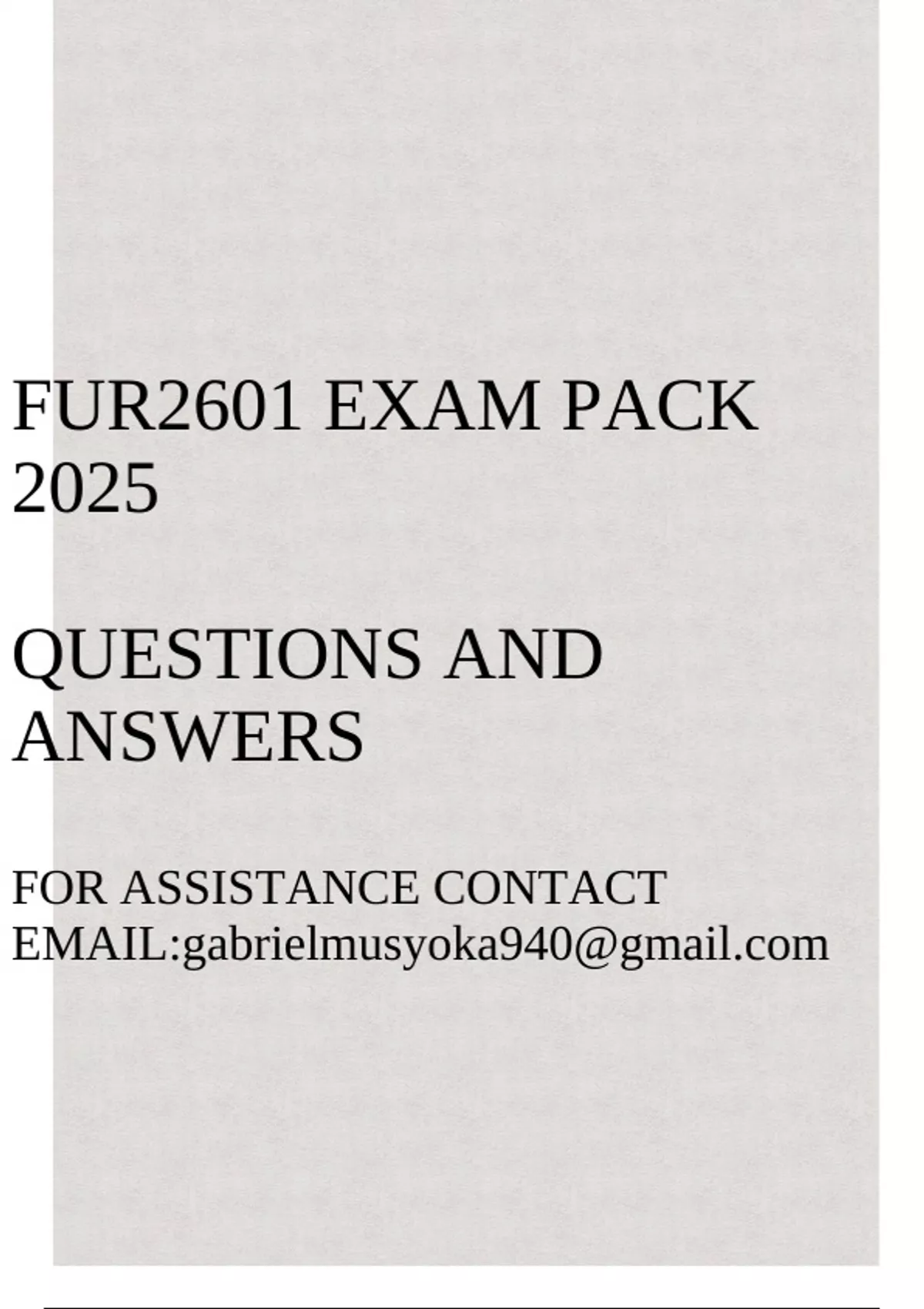 FUR2601 Exam pack 2025(Questions and answers) - FUR2601 - Stuvia SA