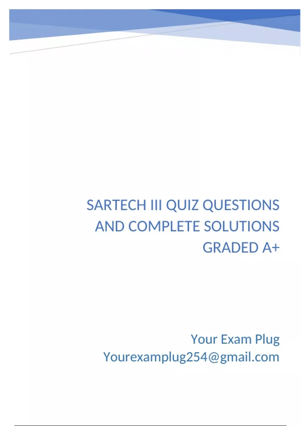 SARTECH III Quiz Questions and Complete Solutions Graded A+ - SAR Tech ...