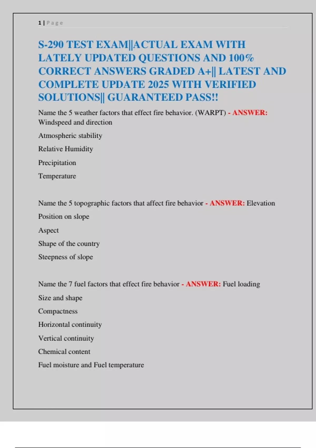 S-290 TEST EXAM||ACTUAL EXAM WITH LATELY UPDATED QUESTIONS AND 100% ...