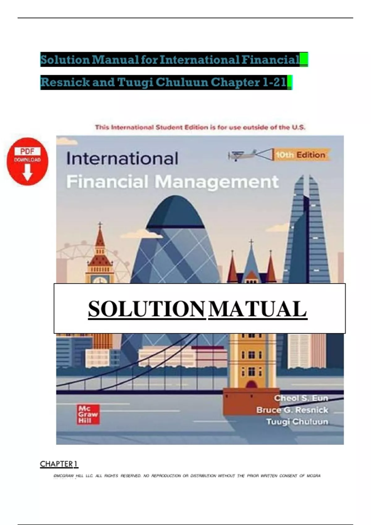 Solution Manual for International Financial Management, 10th Edition By ...
