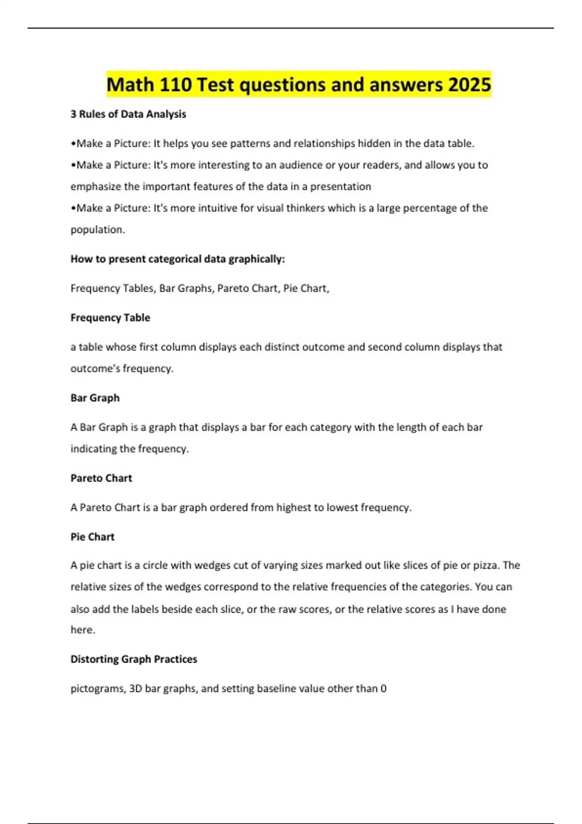 Math 110 Test questions and answers 2025 - Math 110 - Stuvia US