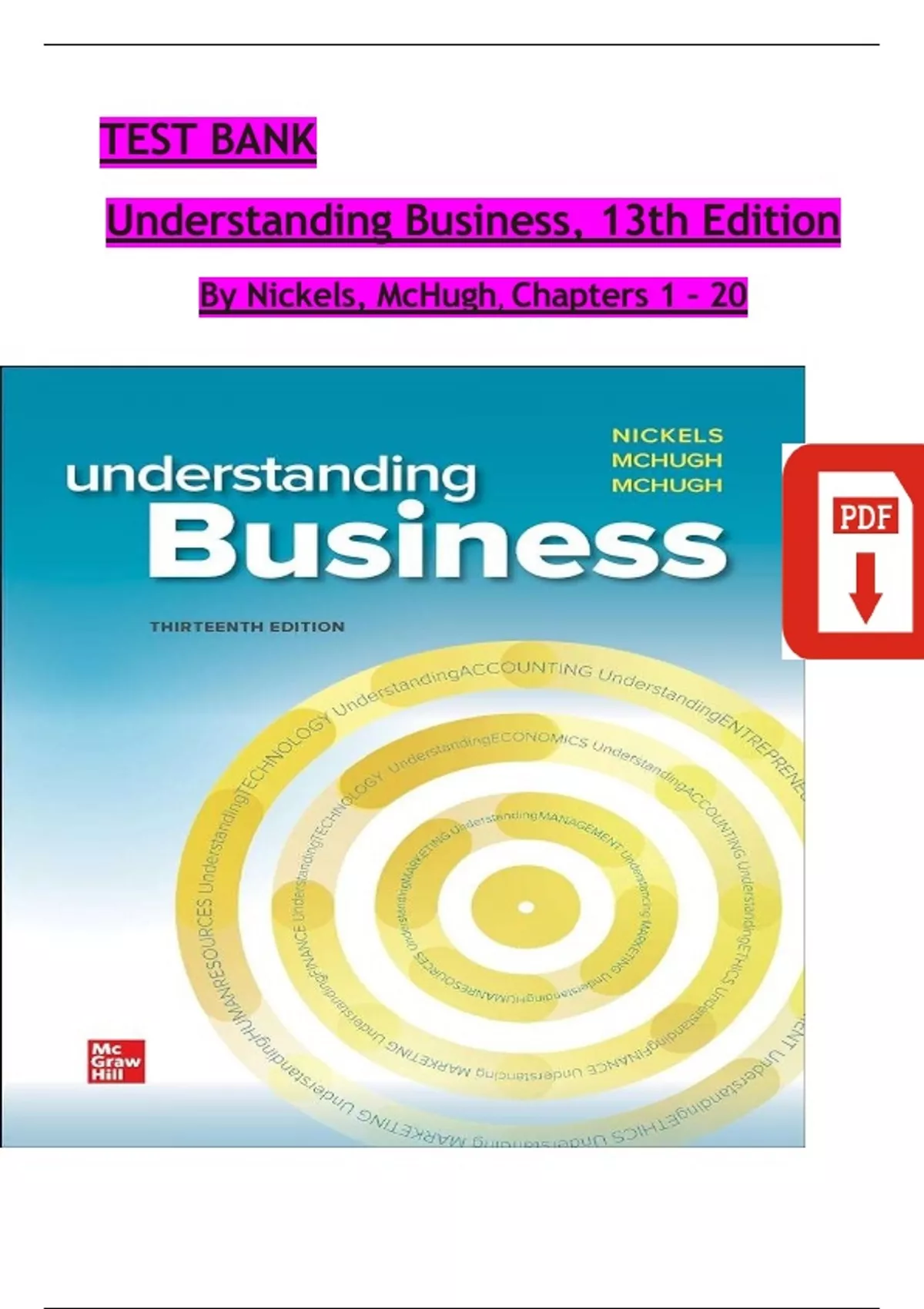 TEST BANK for Understanding Business, 13th Edition by William Nickels ...