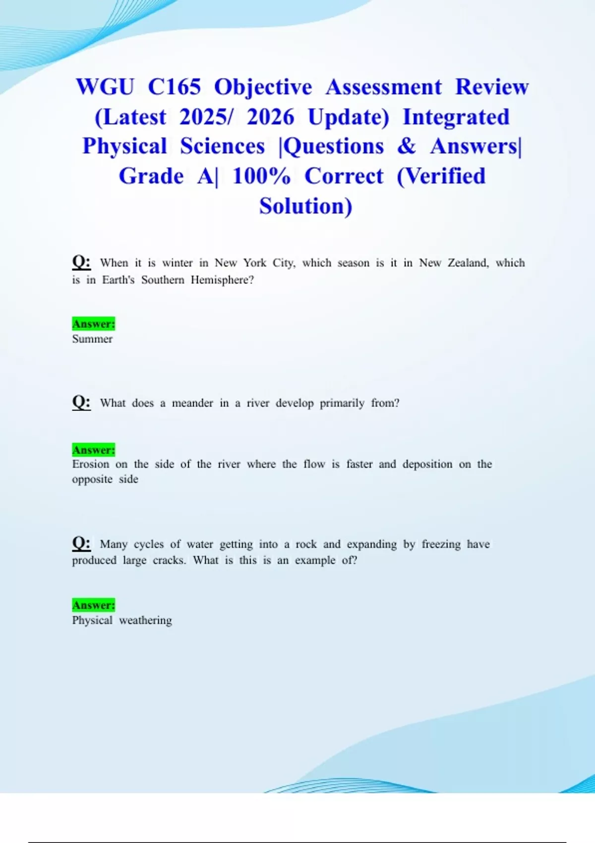 WGU C165 Objective Assessment Review (Latest 2025/ 2026 Update ...