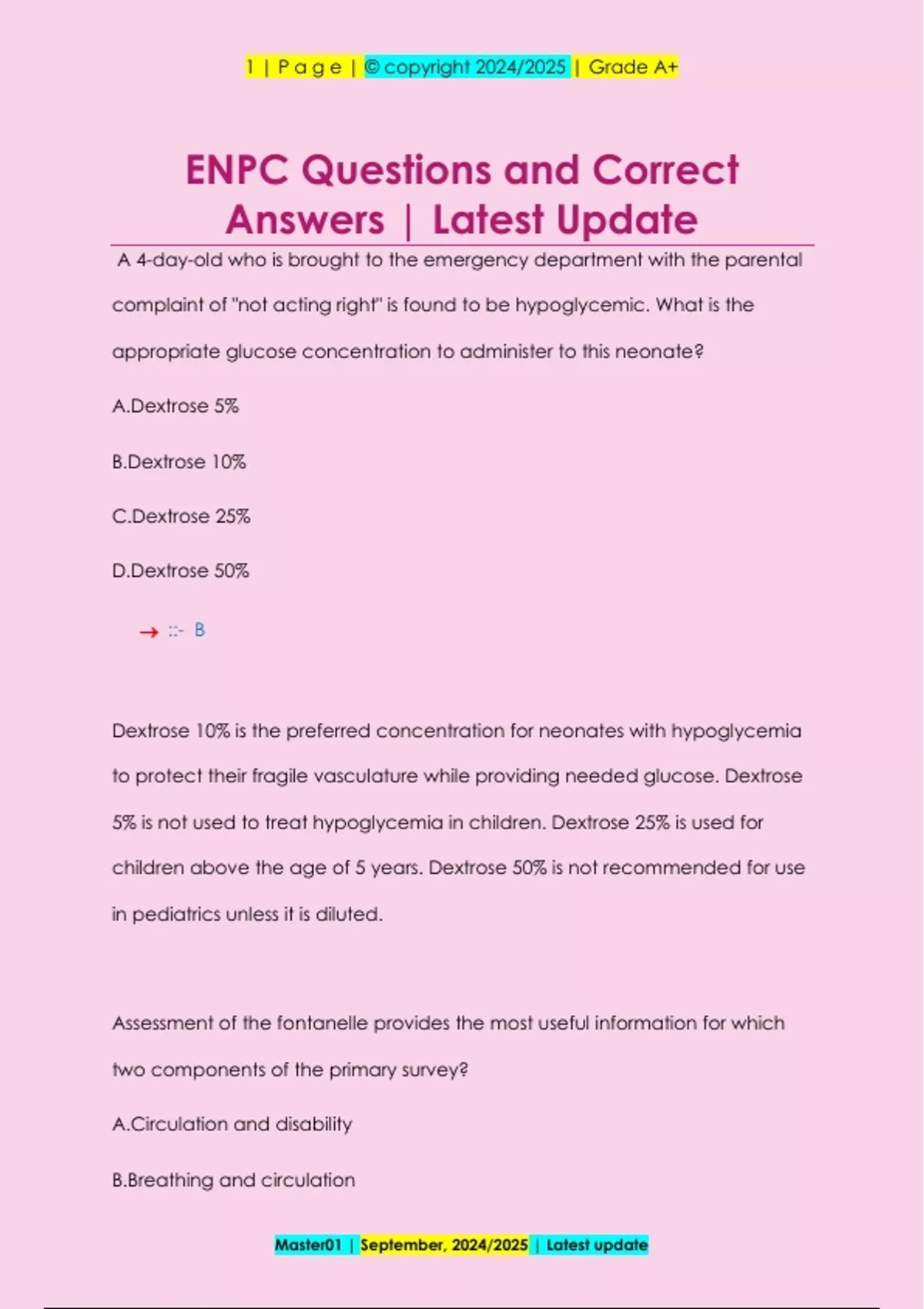 ENPC Questions and Correct Answers | Latest Update - CPMA - Stuvia US