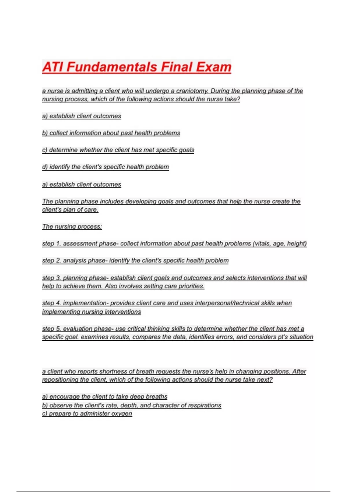 ATI Fundamentals Final Exam Questions with correct Answers 2025/2026 ...