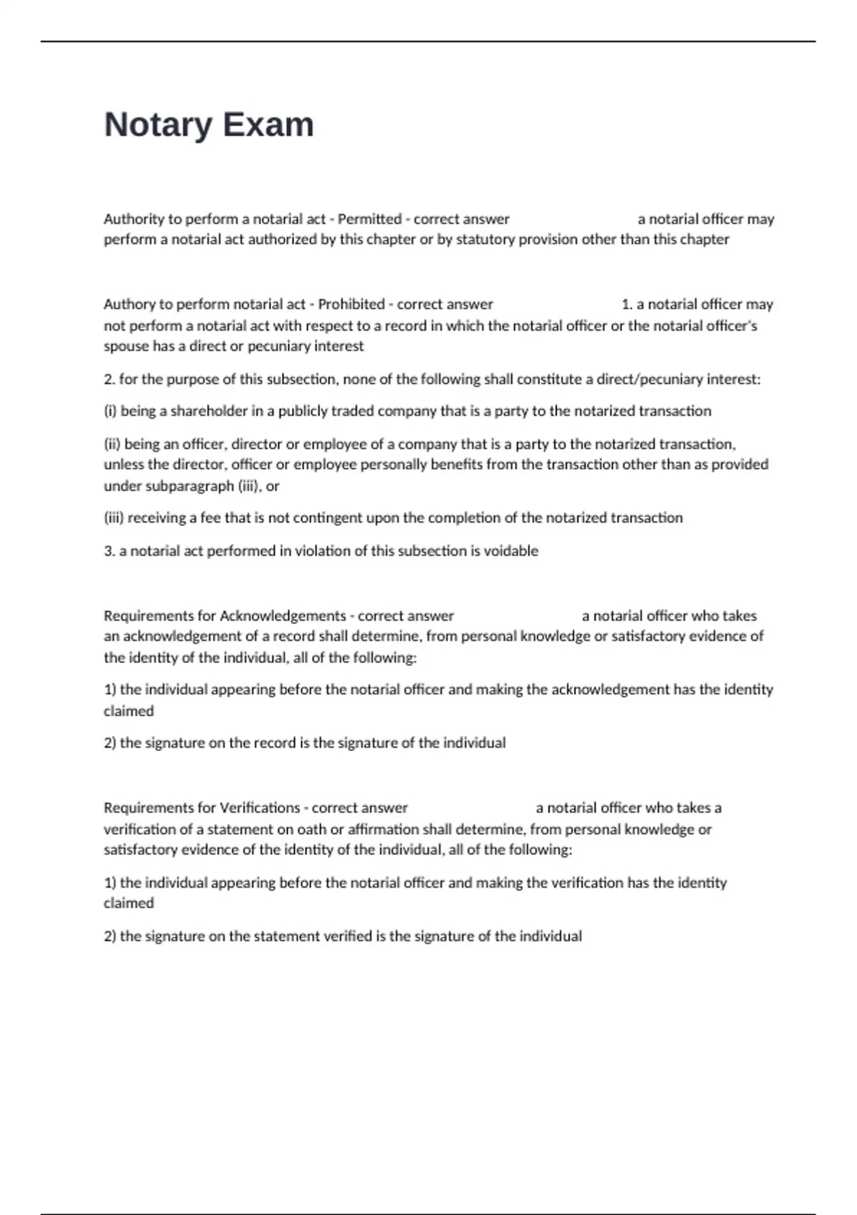 Notary Exam Questions With Answers Success Guaranteed Pass At First ...