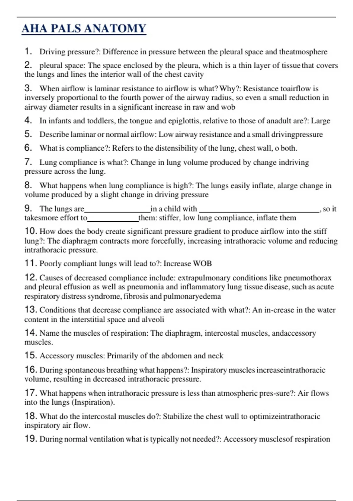 AHA PALS ANATOMY ( UPDATED 2025 ) | QUESTIONS WITH 100% VERIFIED ...