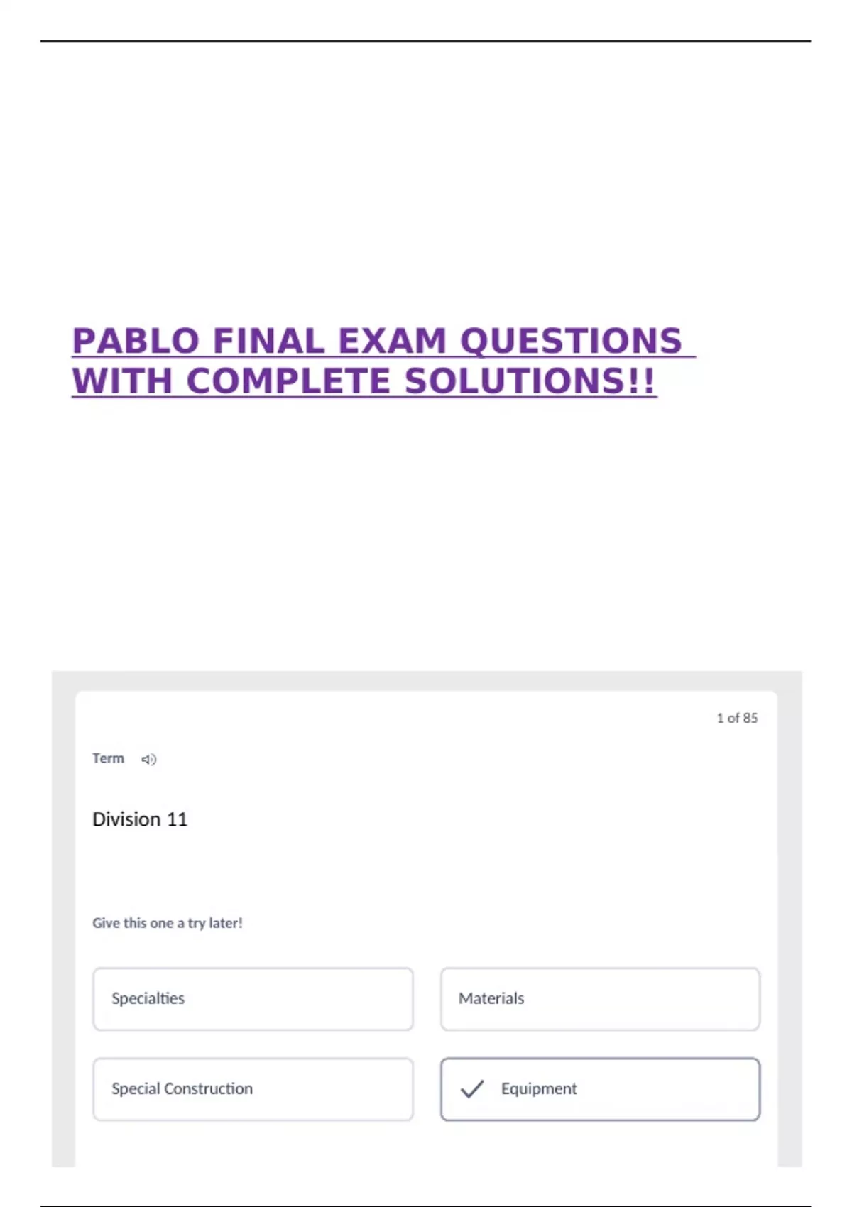 PABLO FINAL EXAM QUESTIONS WITH COMPLETE SOLUTIONS!! - PABLO - Stuvia US