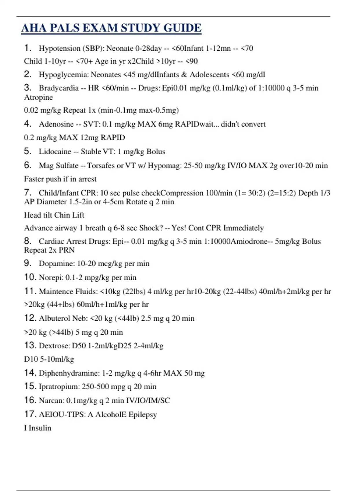 AHA PALS EXAM STUDY GUIDE ( UPDATED 2025 ) | QUESTIONS WITH 100% VERIFIED ANSWERS AND ...