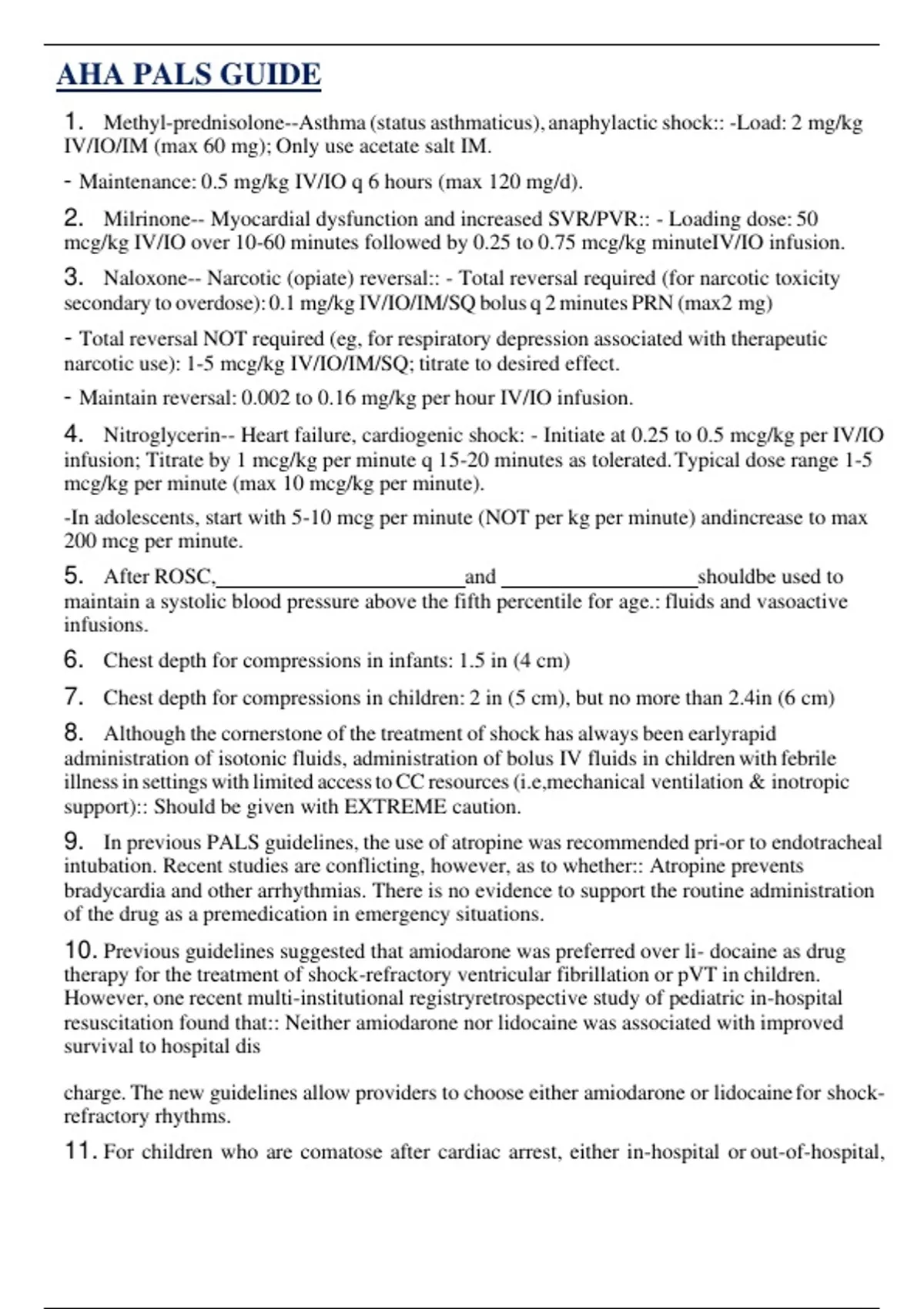 AHA PALS GUIDE ( UPDATED 2025 ) | QUESTIONS WITH 100% VERIFIED ANSWERS ...