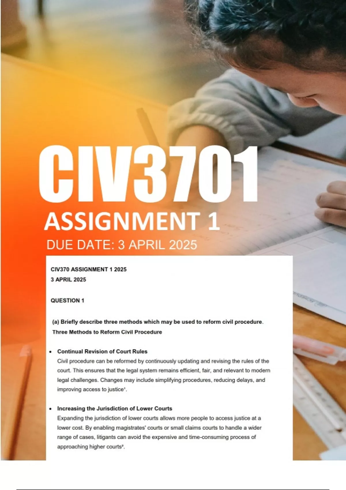 CIV3701 Assignment 1 2025 - Due 3 April 2025 - Civil Procedure (CIV3701) - Stuvia SA
