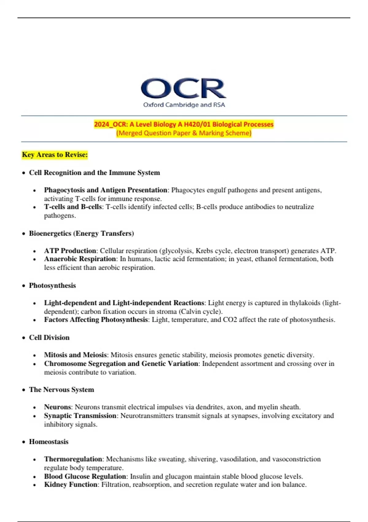 2024_OCR: A Level Biology A H420/01 Biological Processes (Merged Question Paper & Marking Scheme ...
