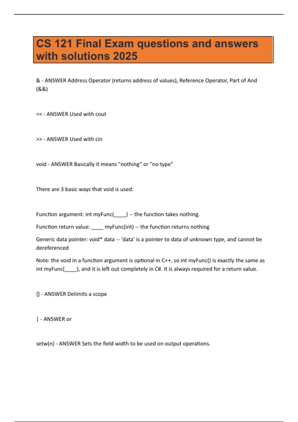 CS 121 Final Exam questions and answers with solutions 2025 - CCC ...