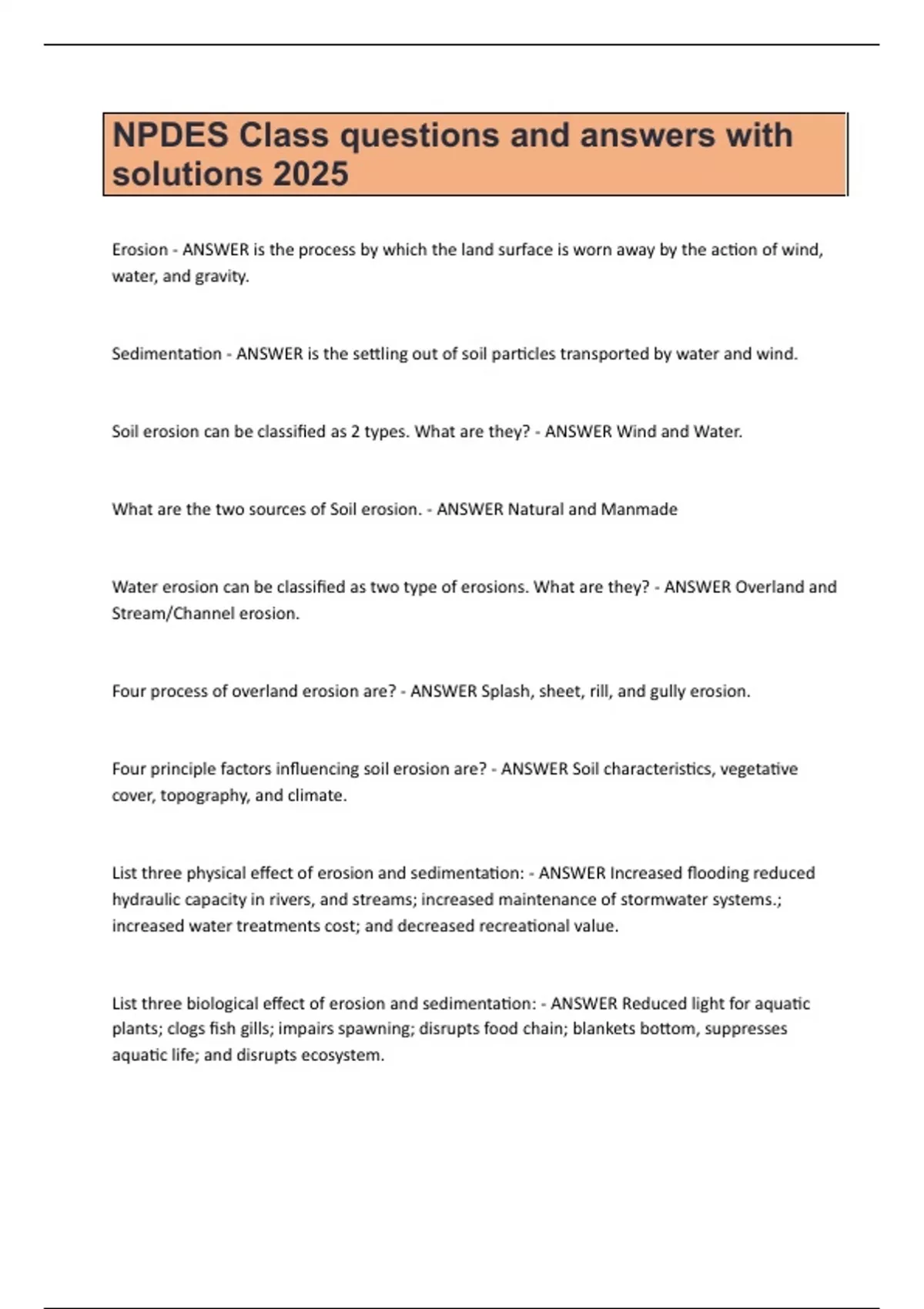 NPDES Class questions and answers with solutions 2025 - CCC - Stuvia US