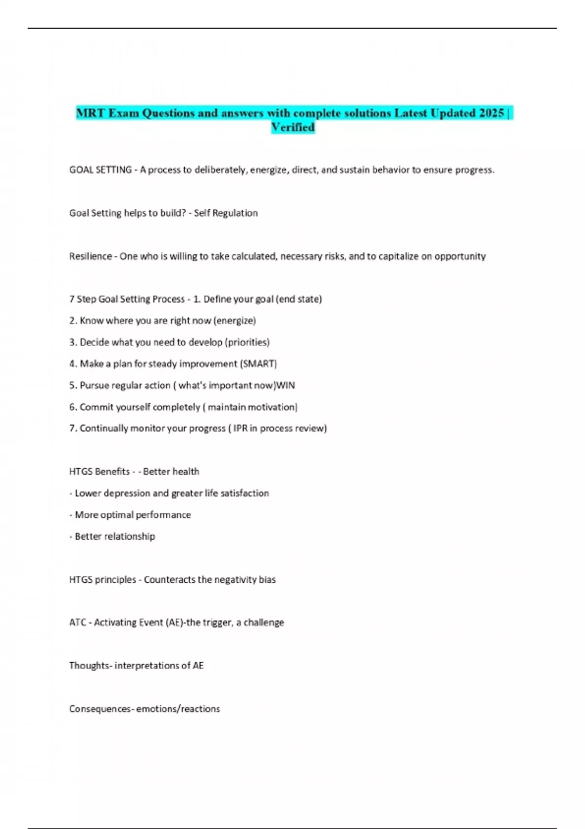 ARMY MRT Exam Questions and answers with complete solutions Latest ...