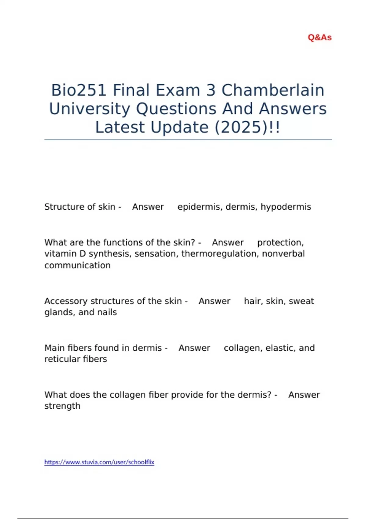 Bio251 Final Exam 3 Chamberlain University Questions And Answers Latest ...