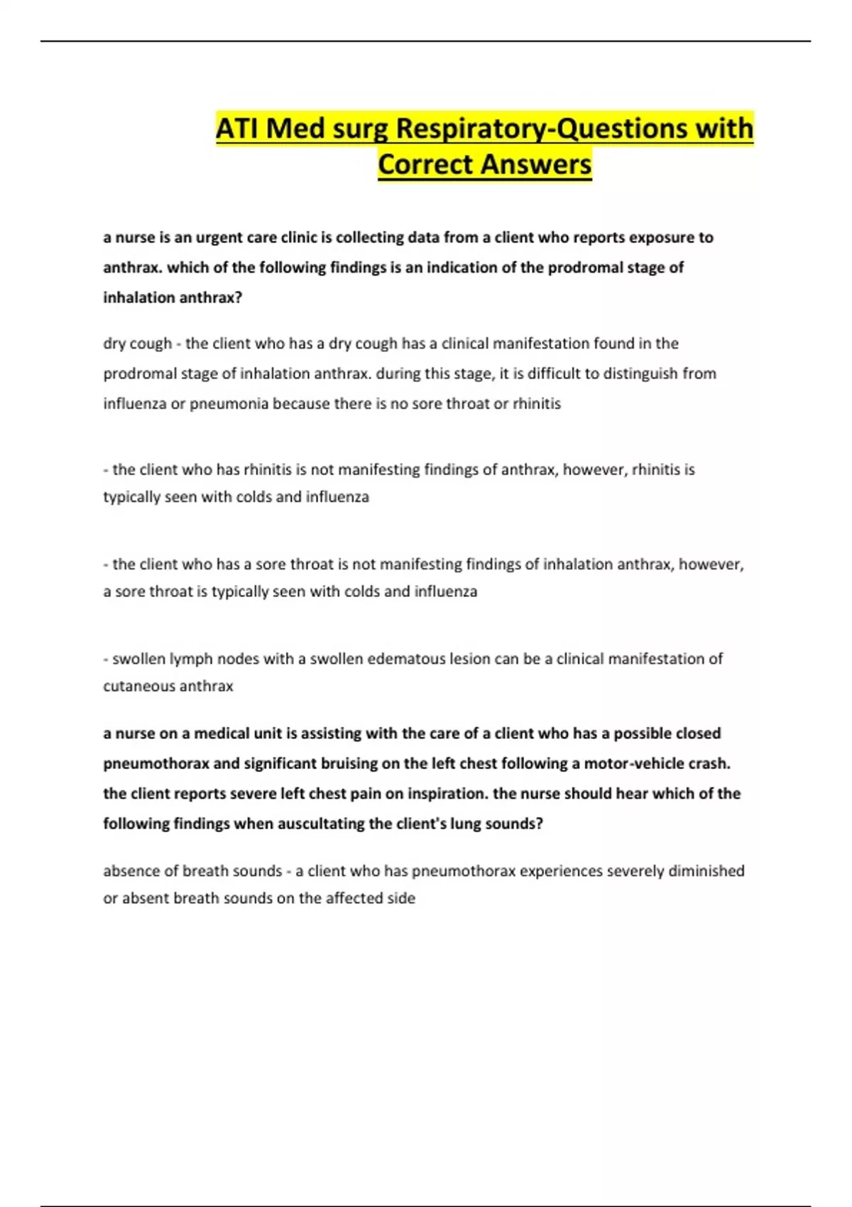 ATI Med surg Respiratory-Questions with Correct Answers - ATI Med surg ...