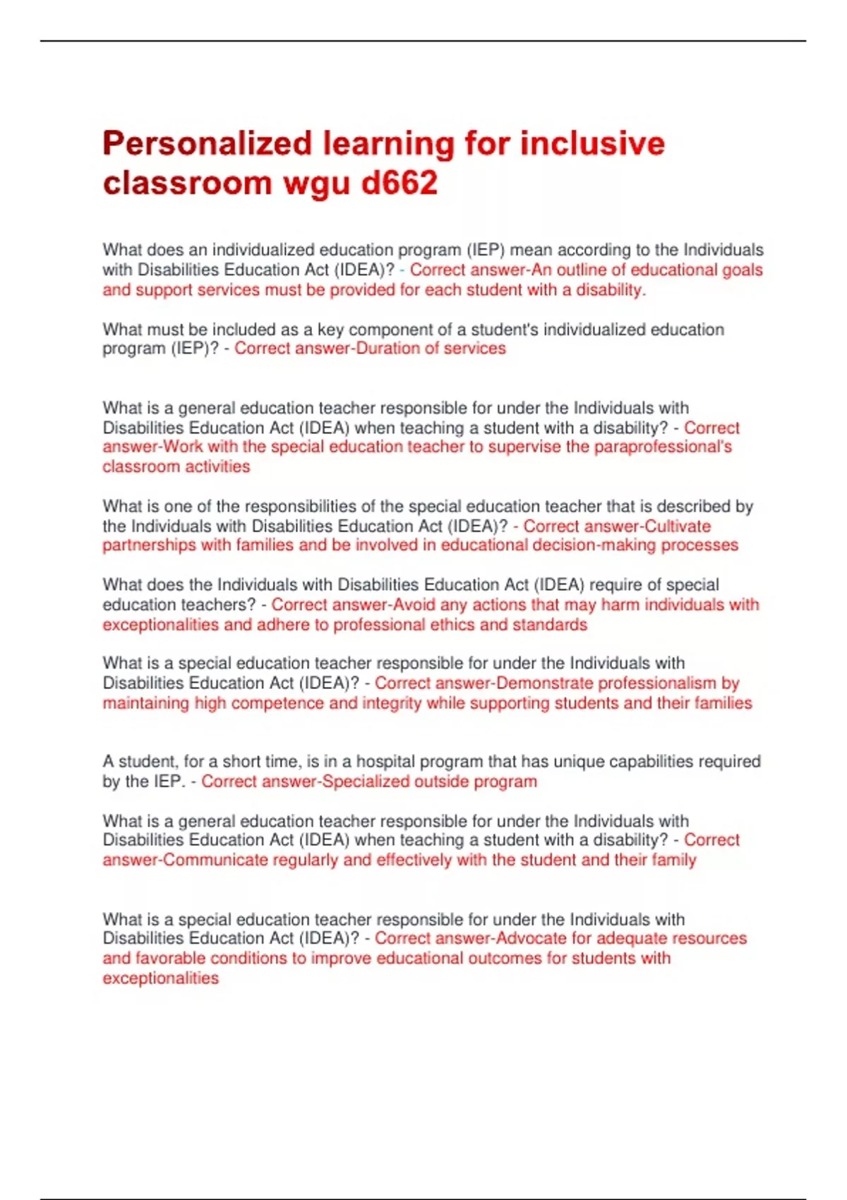 Personalized learning for inclusive classroom wgu d662 Questions and ...