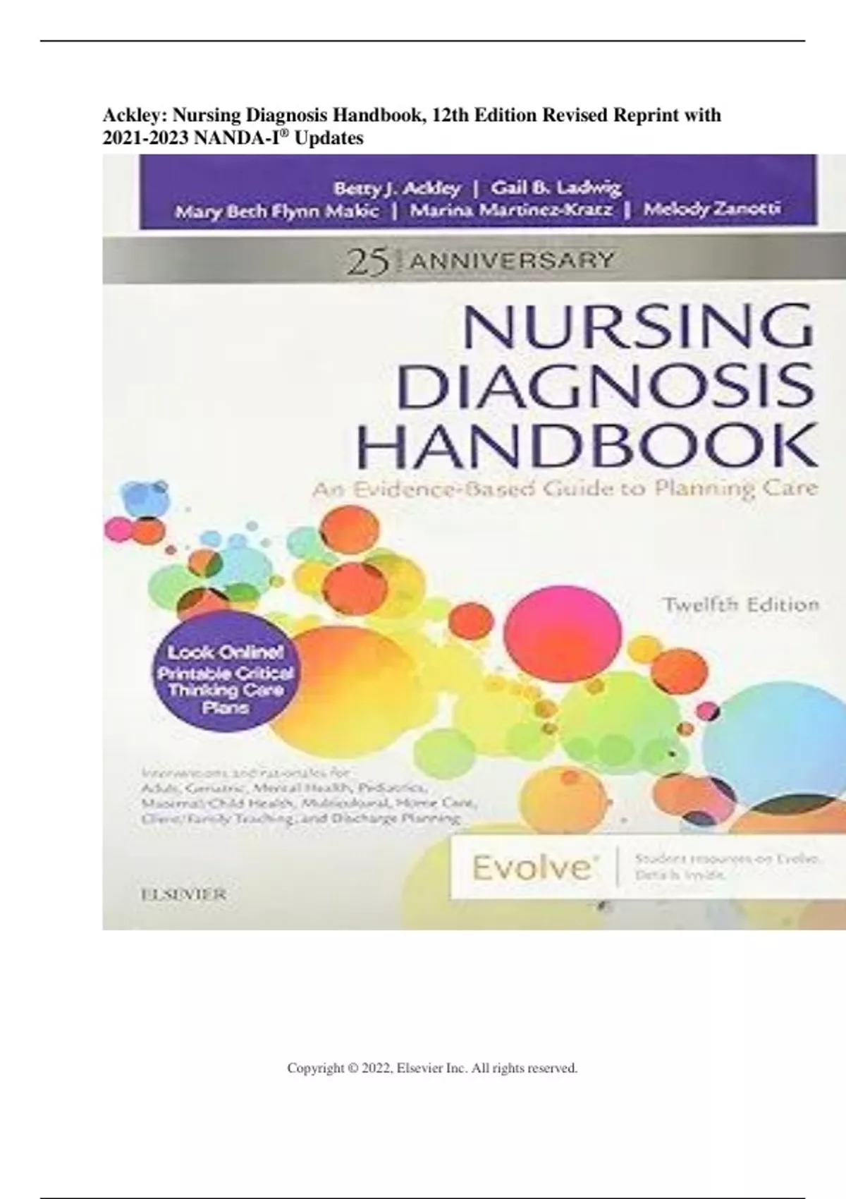 Nursing Diagnosis Handbook, 12th Edition Revised Reprint with NANDA-I ...