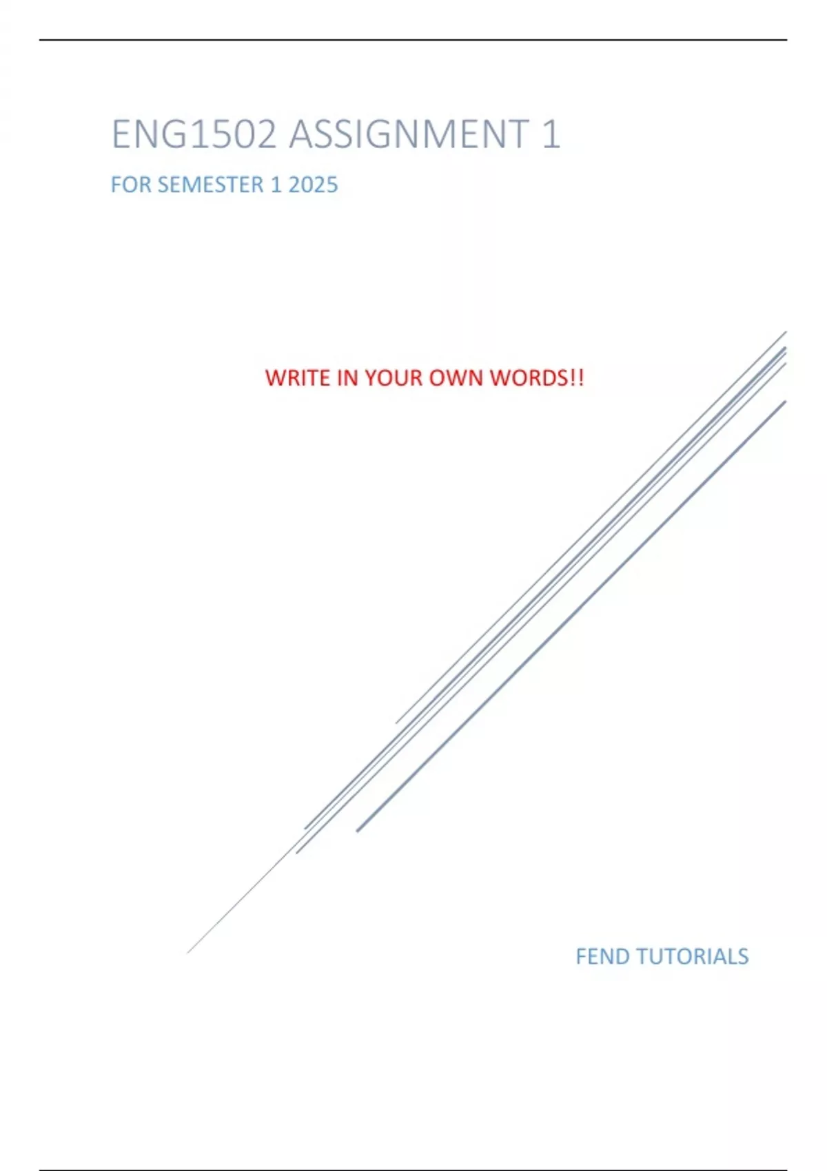 ENG1502 ASSIGNMENT 1 FOR 1ST SEM 2025 - Foundations in English Language ...