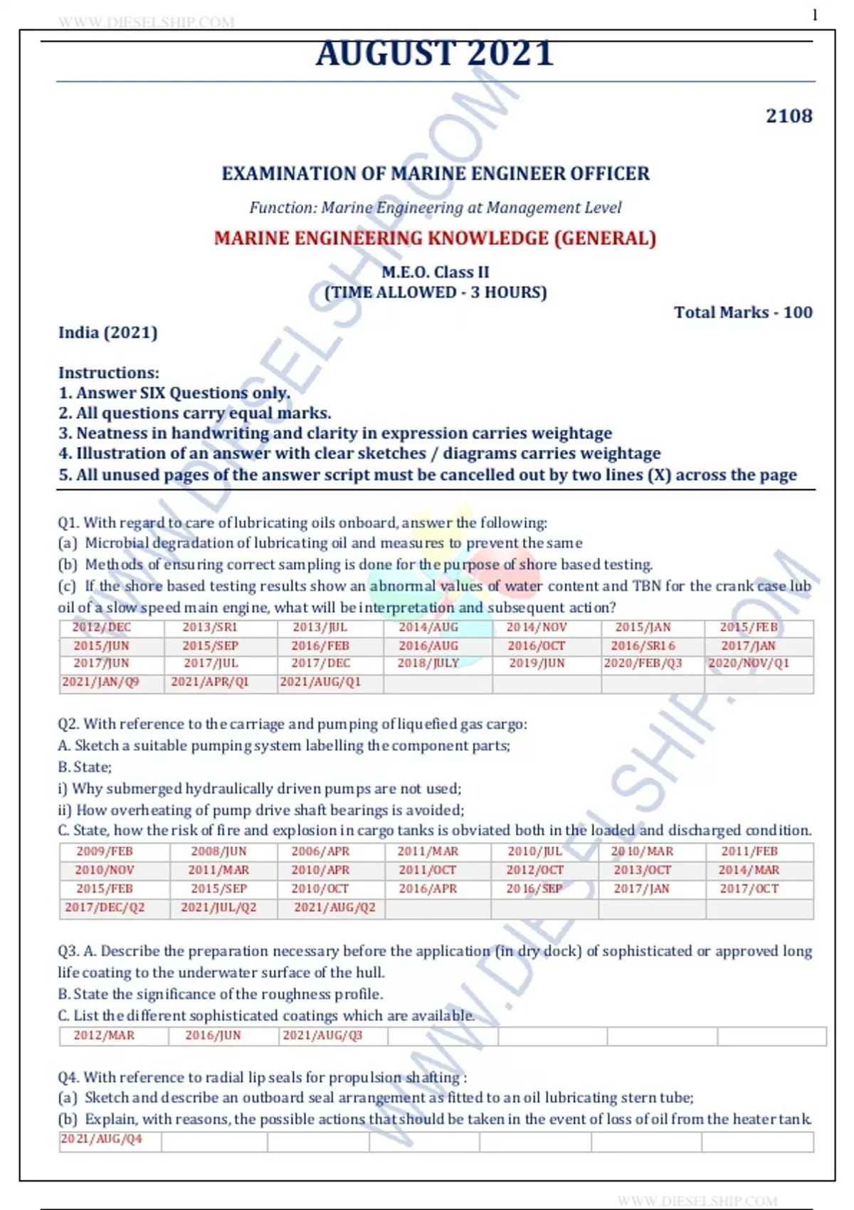 MARINE ENGINEERING KNOWLEDGE (GENERAL) - MARINE ENGINEERING KNOWLEDGE ...