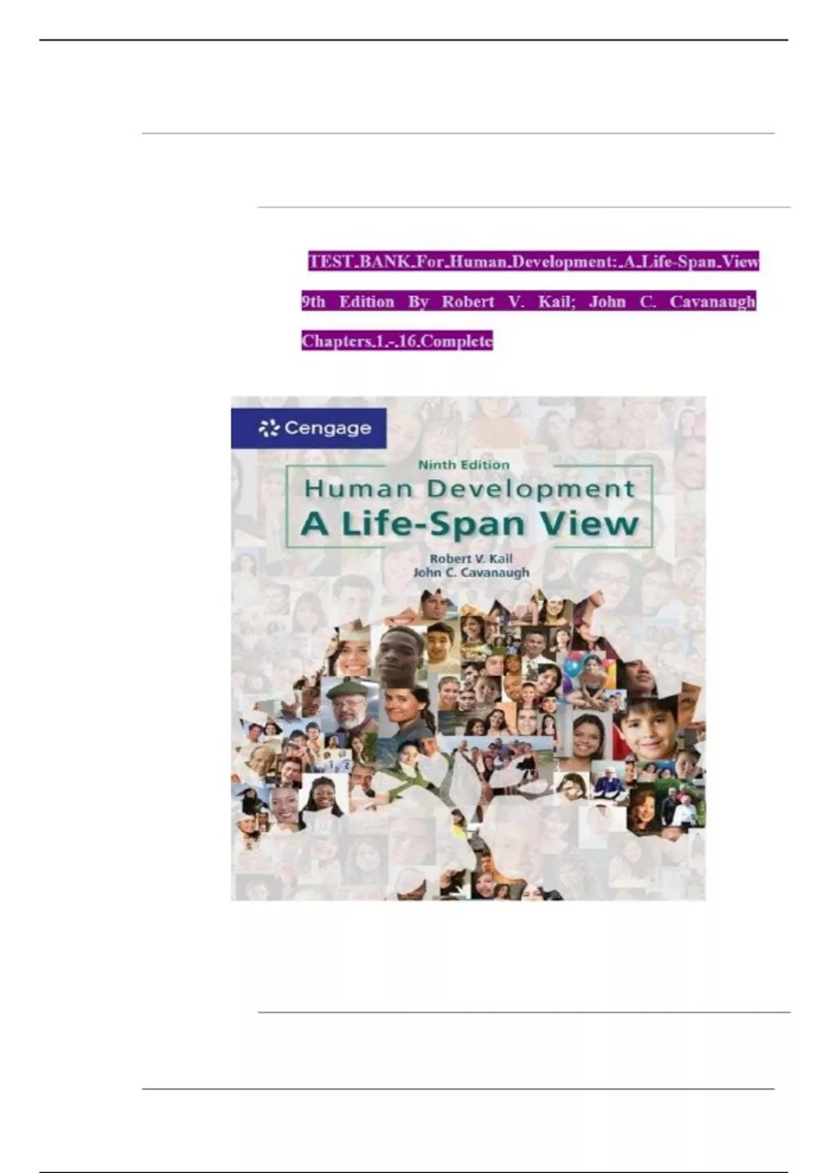 TEST BANK For Human Development: A Life-Span View, 9th Edition By ...