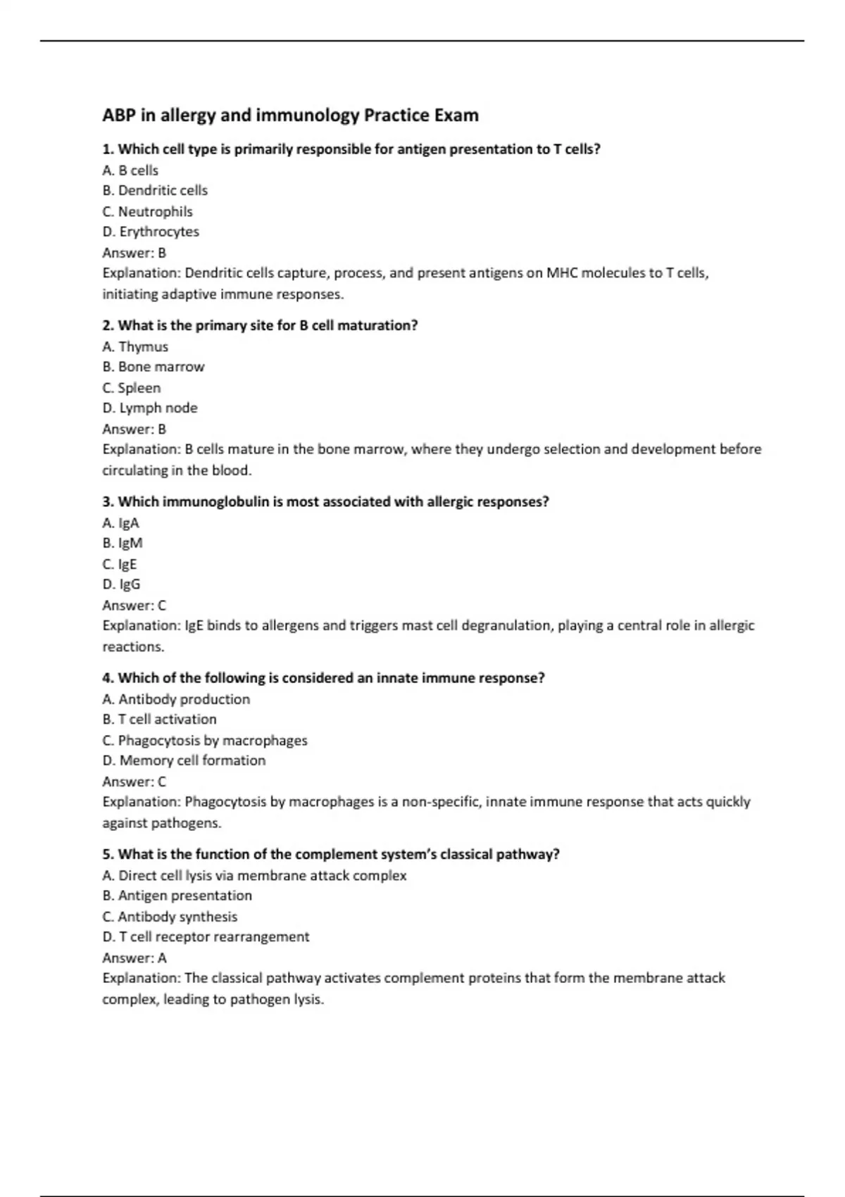 ABP in allergy and immunology Practice Exam - Computers - Stuvia US