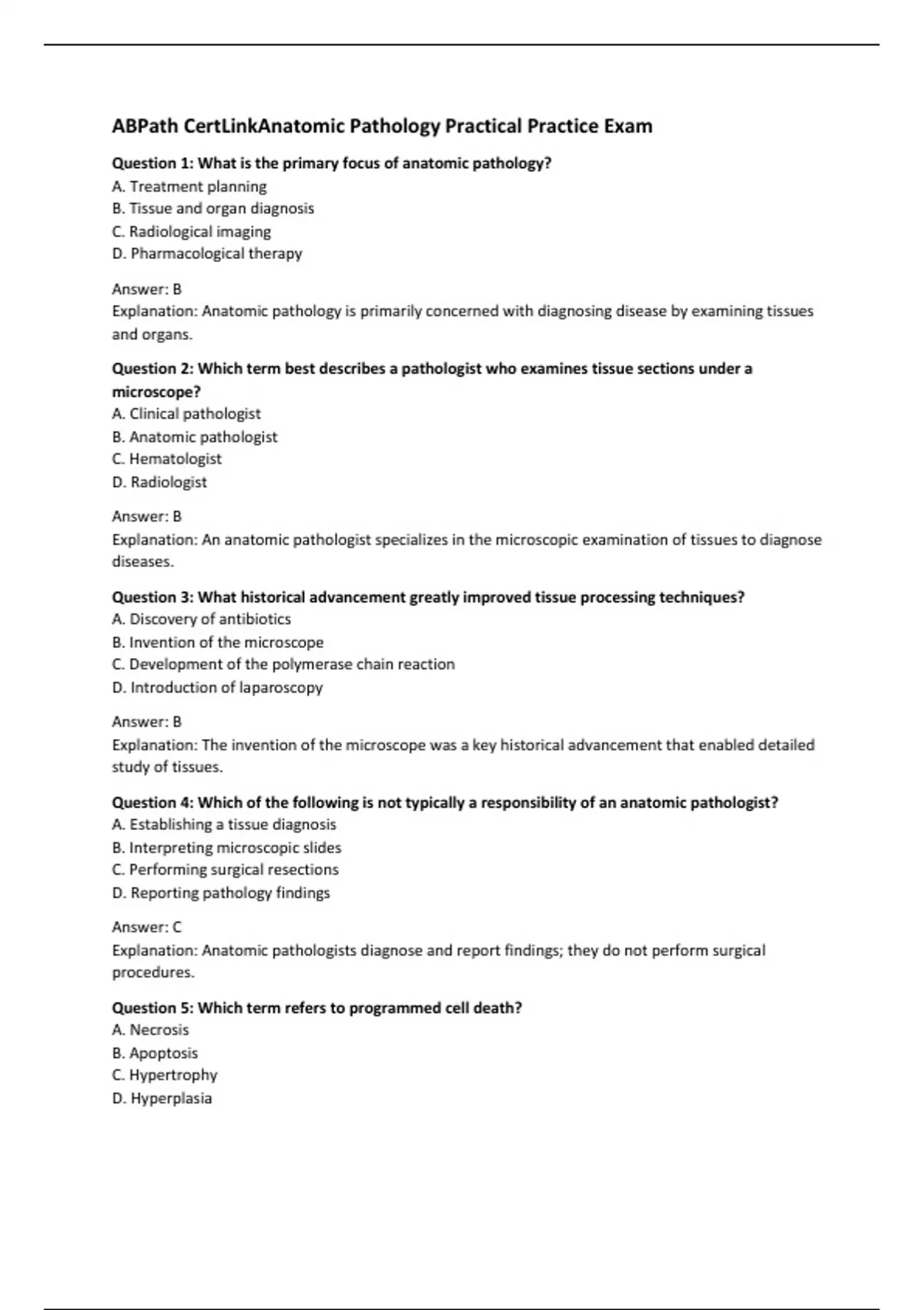 ABPath CertLinkAnatomic Pathology Practical Practice Exam - Computers ...