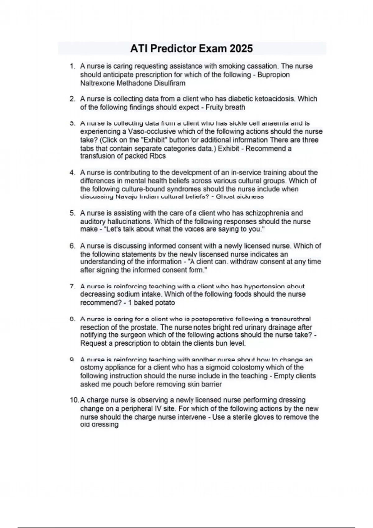 ATI Predictor Exam 2025 - NURS 223L - Stuvia US