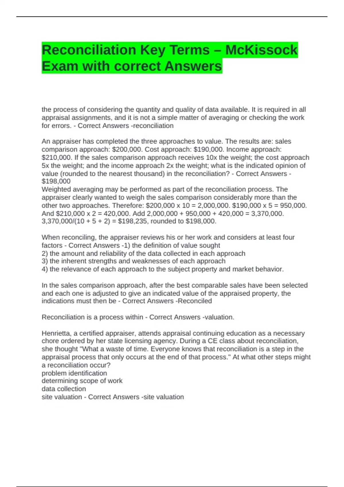 Reconciliation Key Terms – McKissock Exam with correct Answers ...