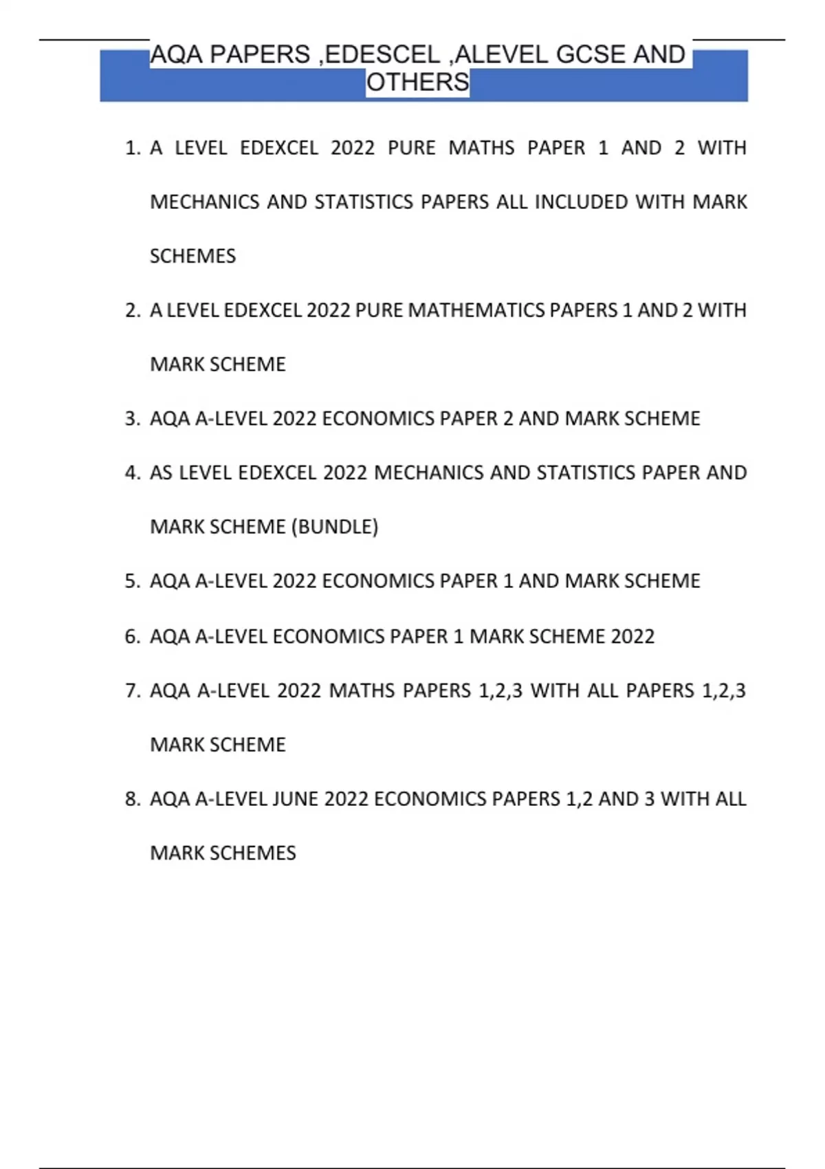 AQA PAPERS ,EDESCEL ,ALEVEL GCSE AND OTHERS - AQA PAPERS ,EDESCEL ...