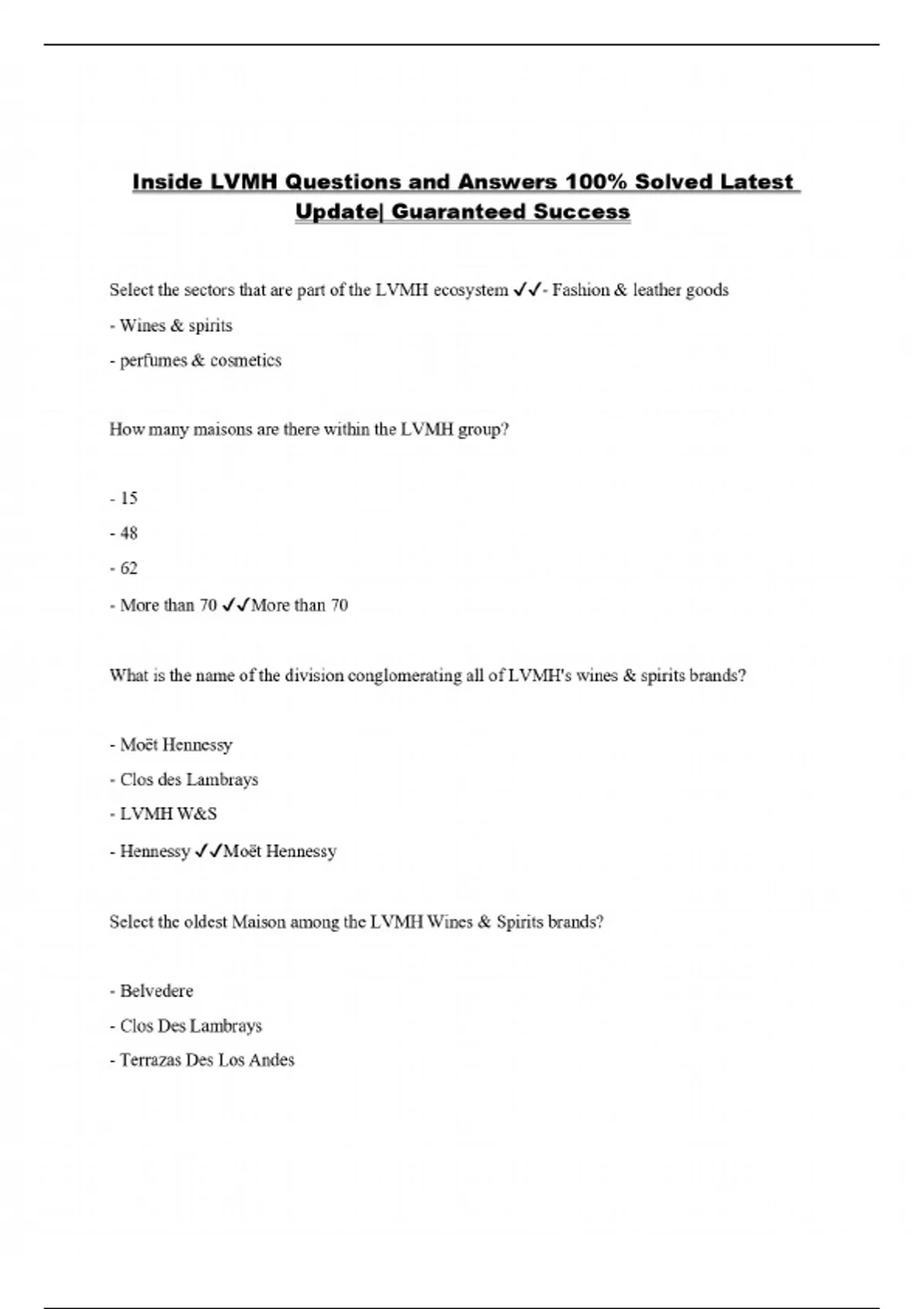 Inside LVMH Questions and Answers 100% Solved Latest Update| Guaranteed ...