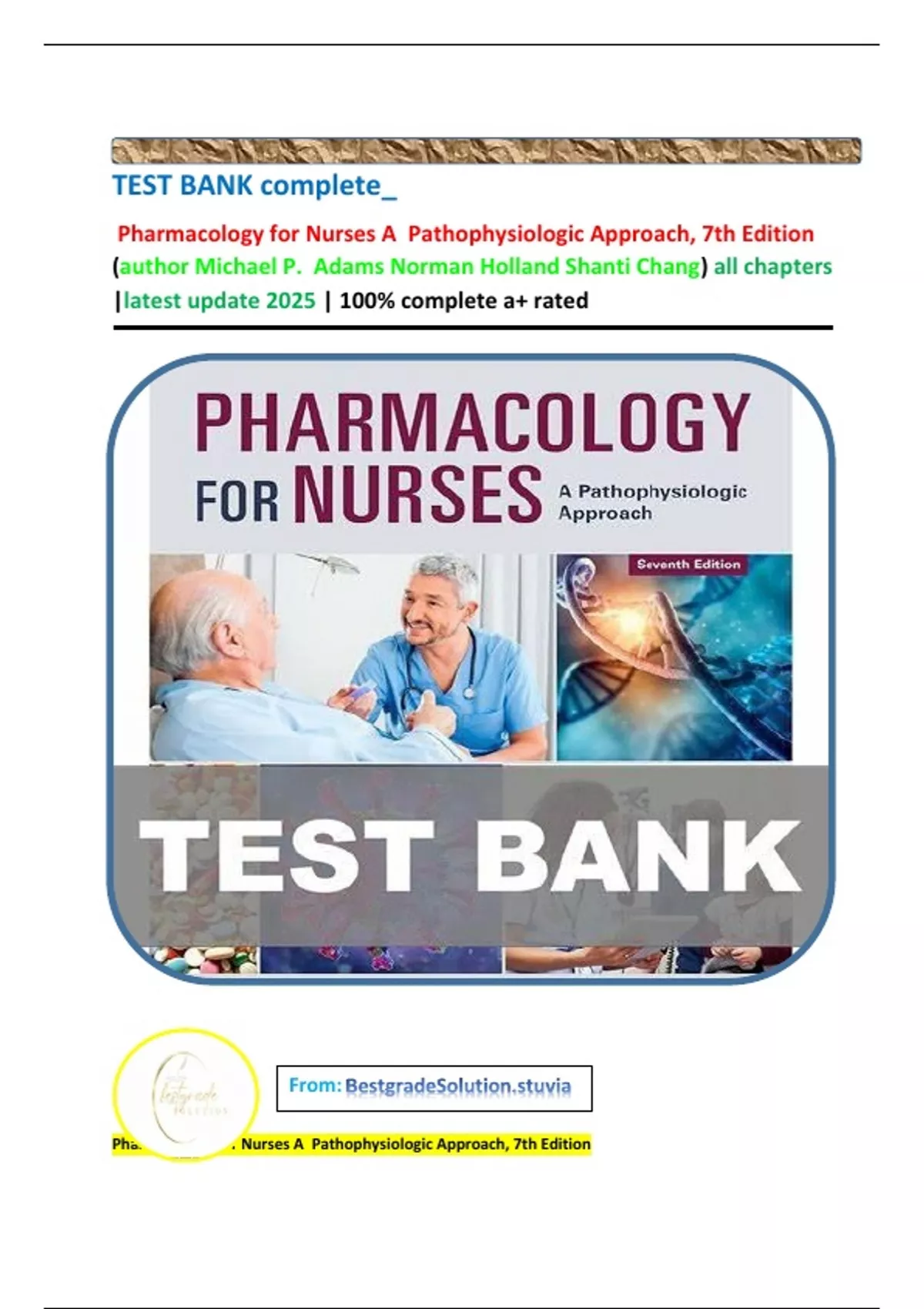 Pharmacology for Nurses A Pathophysiologic Approach, 7th Edition ...