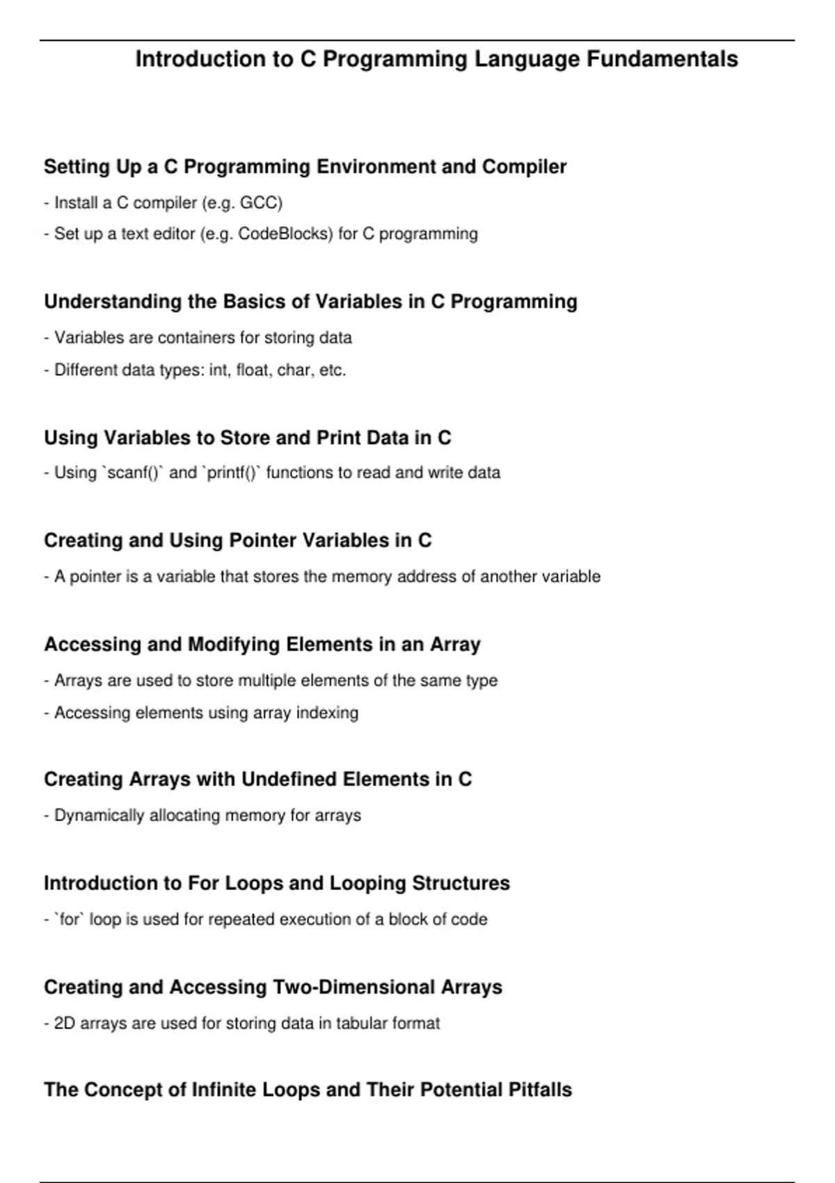 Summary Introducing c program - C program - Stuvia US