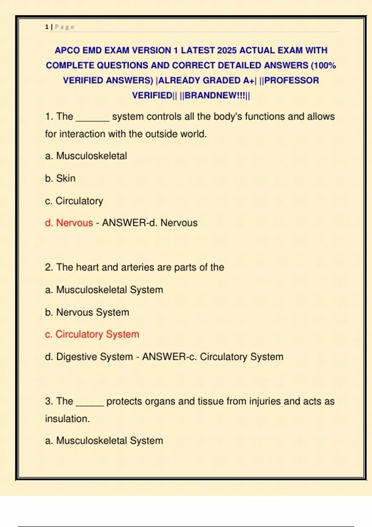 APCO EMD EXAM VERSION 1 LATEST 2025 ACTUAL EXAM WITH COMPLETE QUESTIONS ...