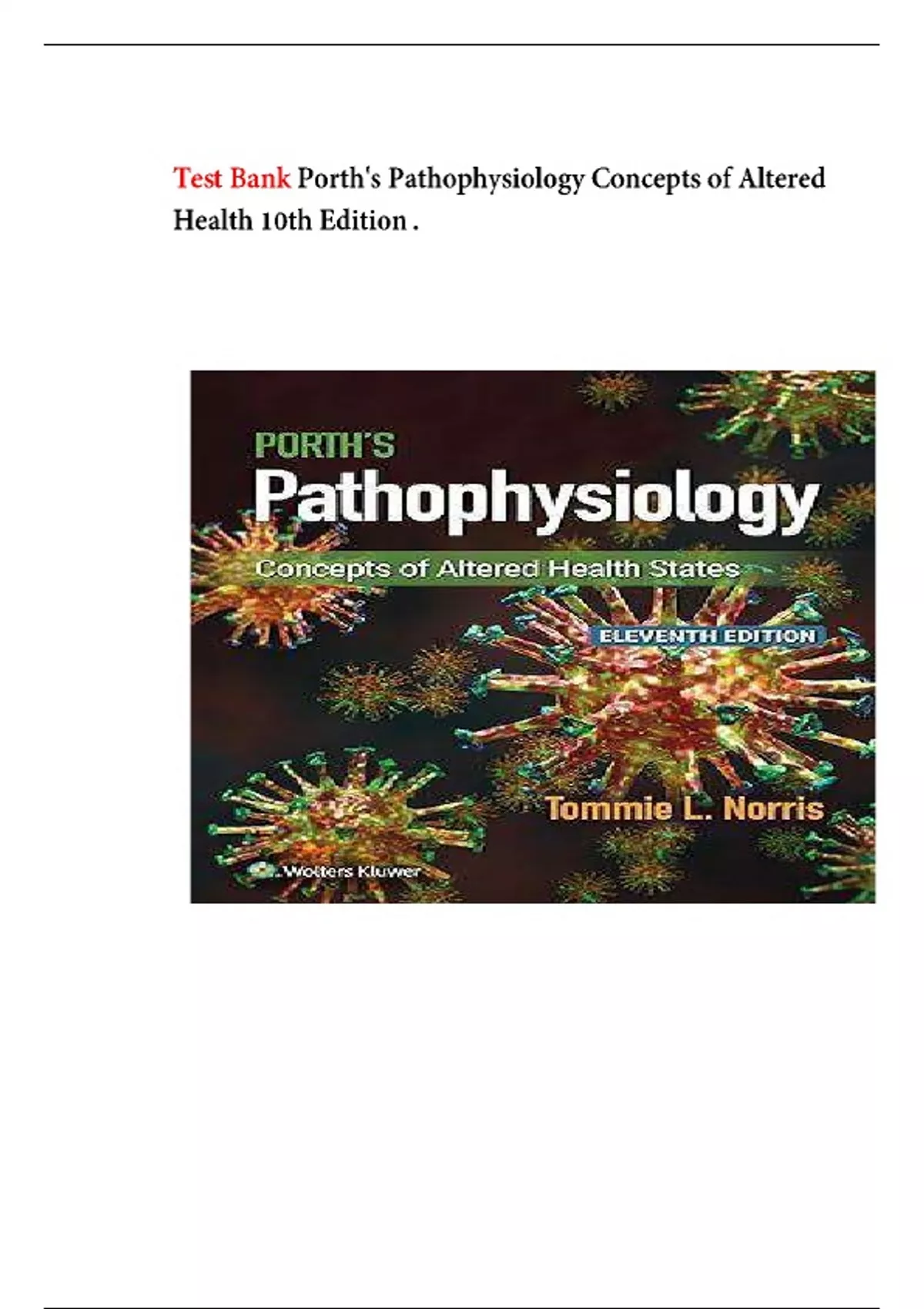 TEST BANK Porth's Pathophysiology: Concepts of Altered Health States ...