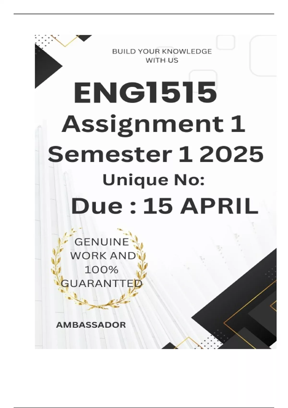 ENG1515 Assignment 1 (COMPLETE ANSWERS) 2025 - DUE 15 April 2025 ...
