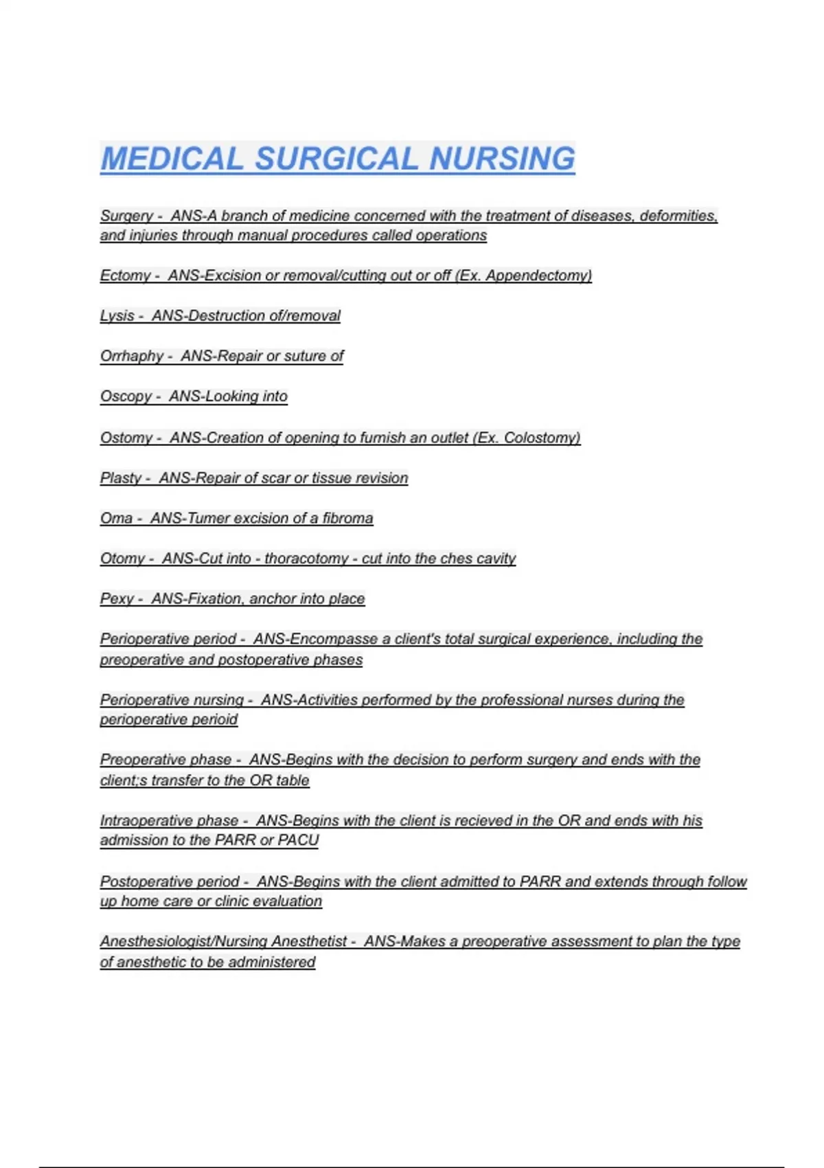 MEDICAL SURGICAL NURSING EXAM QUESTIONS WITH CORRECT ANSWERS 2025/2026 ...