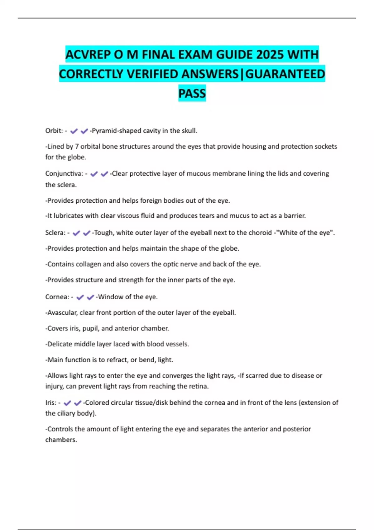 ACVREP O M 2025/26 Ultimate Review Bundle | Verified for Guaranteed Pass - ACV - Stuvia US