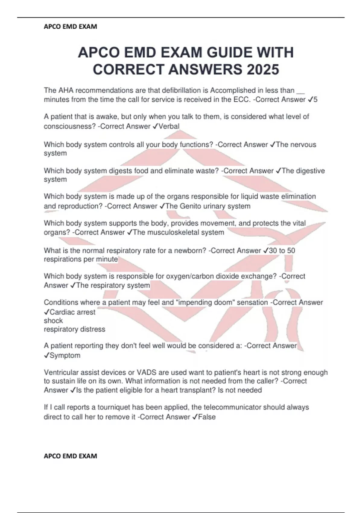 APCO EMD EXAM GUIDE WITH CORRECT ANSWERS 2025 - APCO EMD - Stuvia US