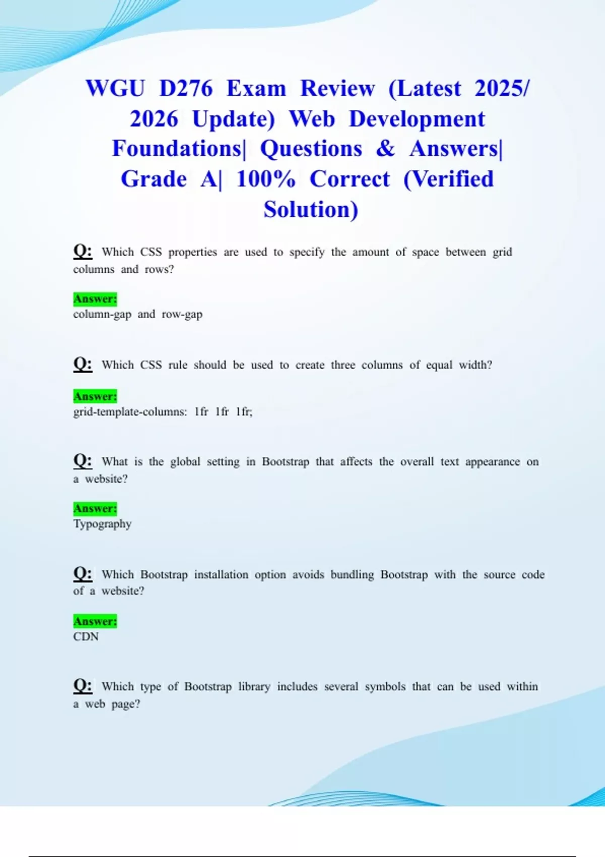 WGU D276 Objective Assessments,Pre- Assessments & Final Exams (Latest ...