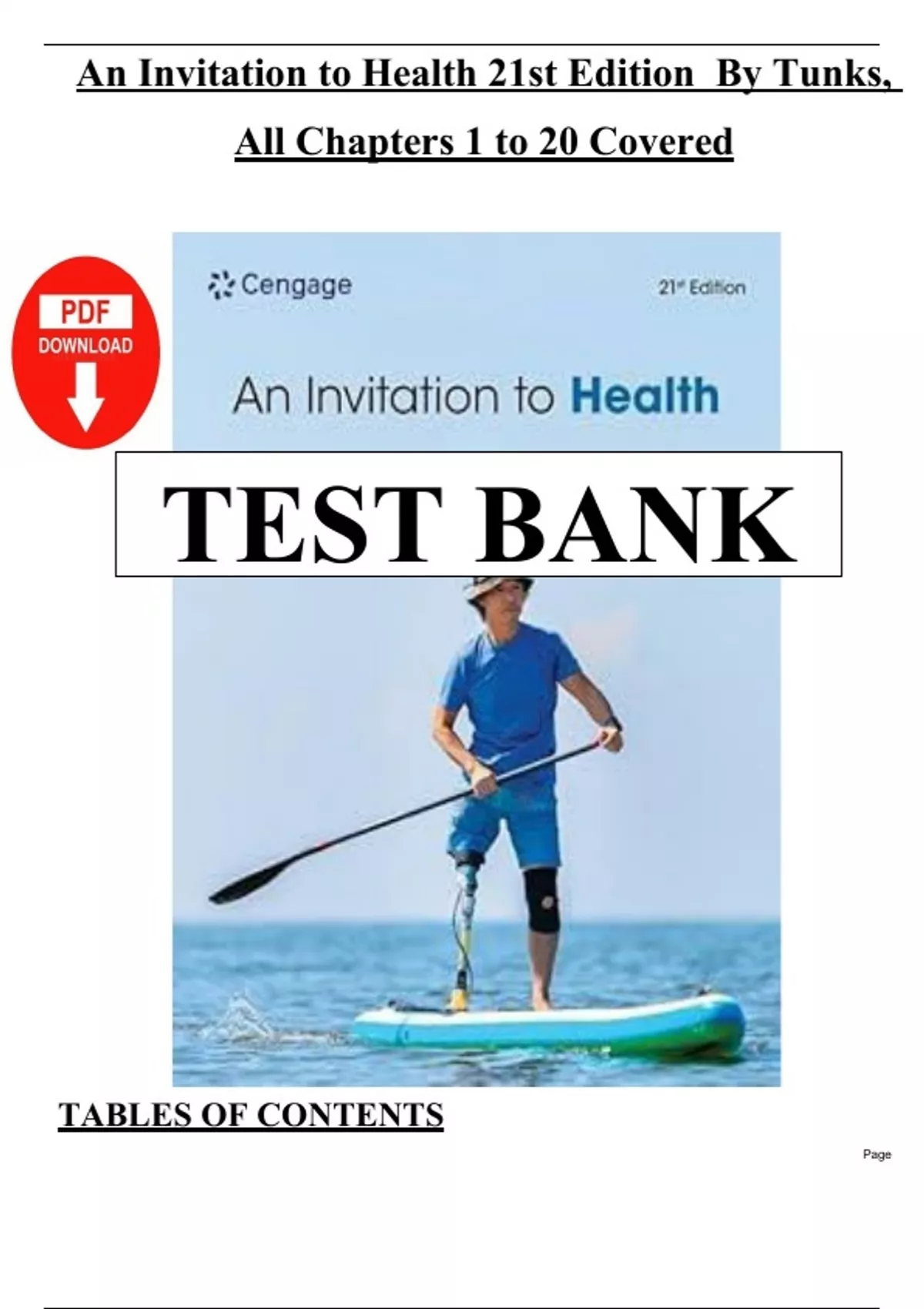 Test Bank - An Invitation to Health 21st Edition - Lisa Tunks, All ...