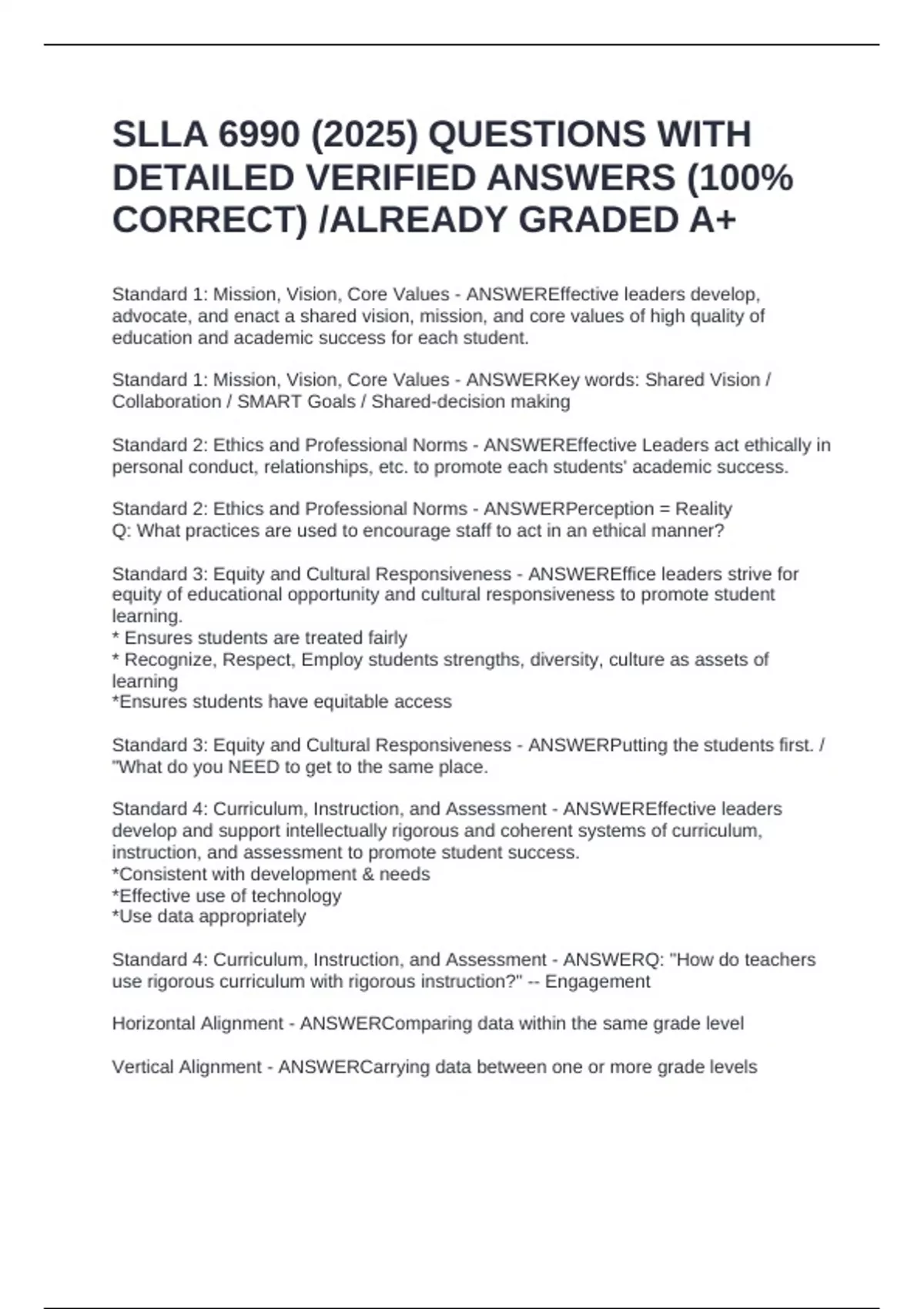 SLLA 6990 (2025) QUESTIONS WITH DETAILED VERIFIED ANSWERS (100% CORRECT ...