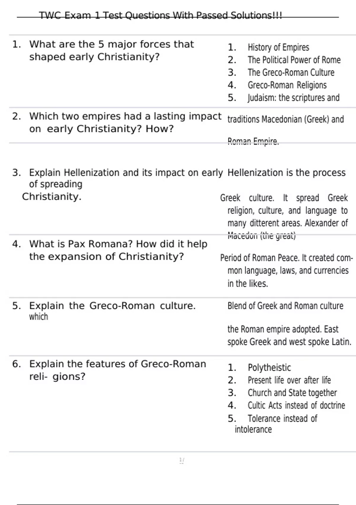 TWC Exam 1 Test Questions With Passed Solutions!!! - Twc - Stuvia US